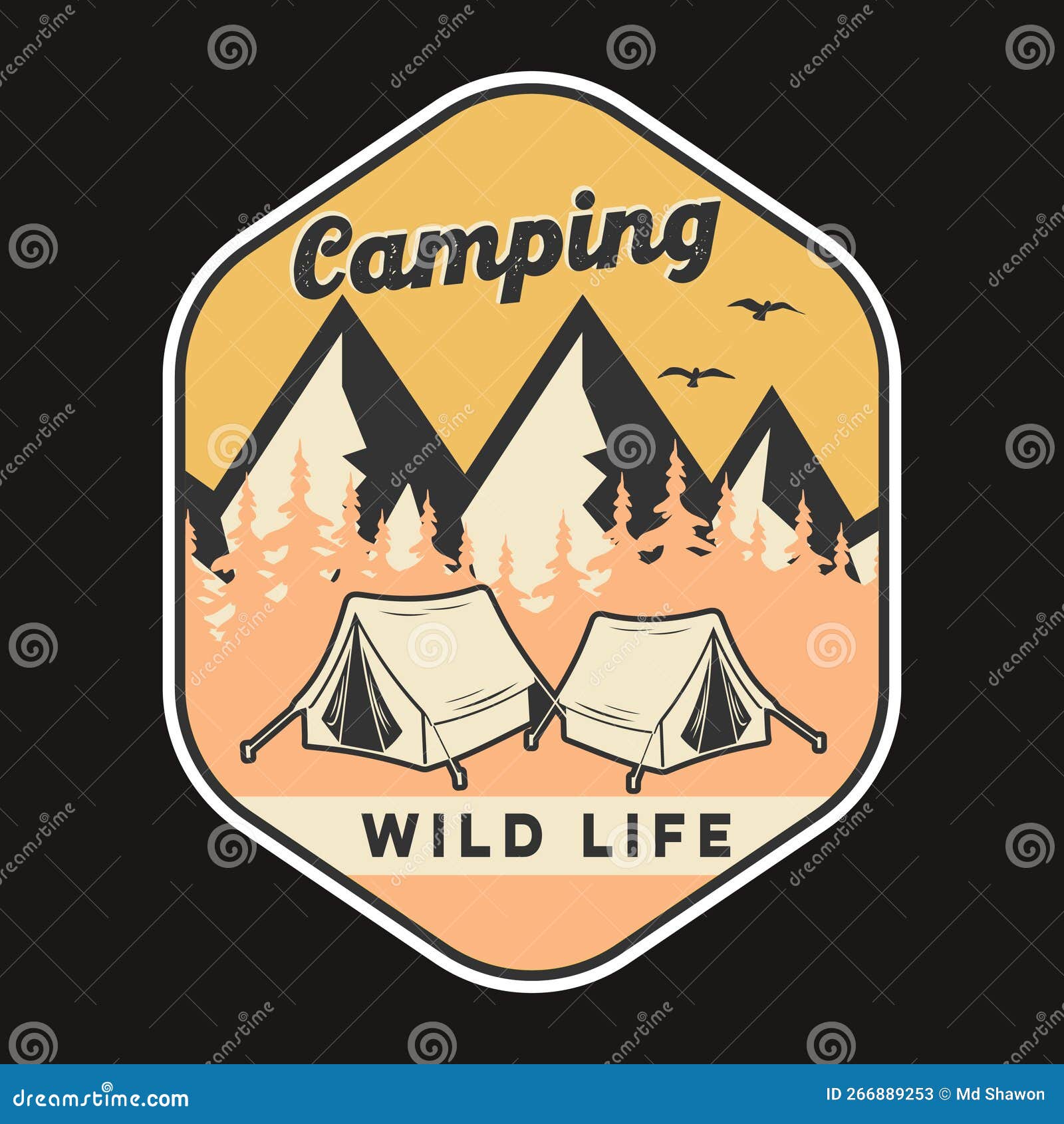 Mountain Outdoor Camping Emblem Patch Logo Poster Label Vector ...