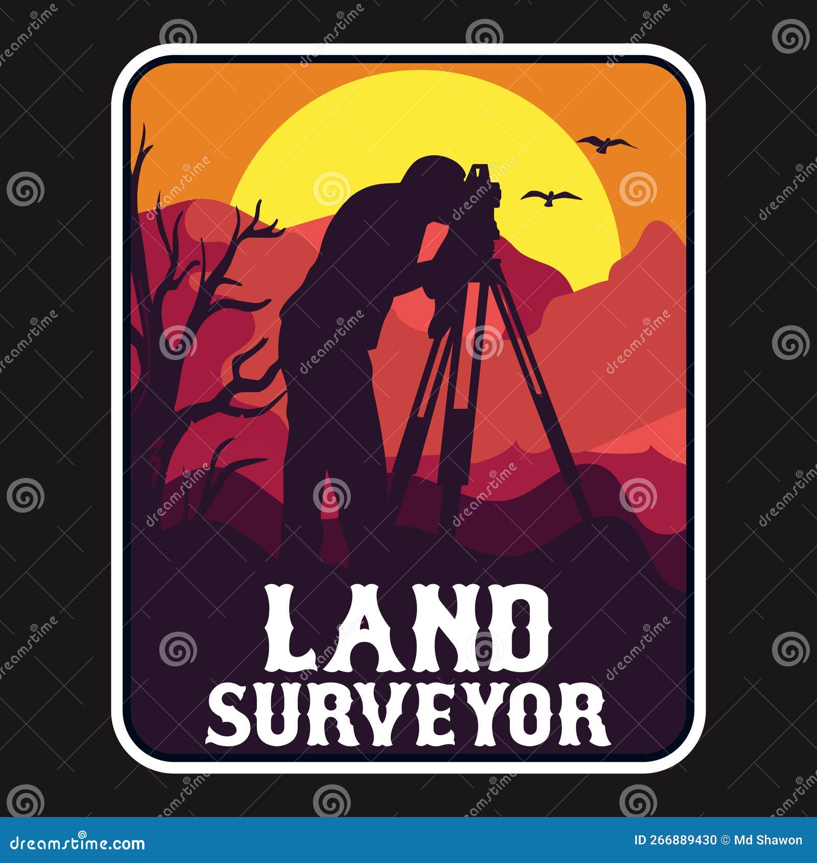 Land Surveyor Adventure Emblem Patch Logo Poster Label Vector ...