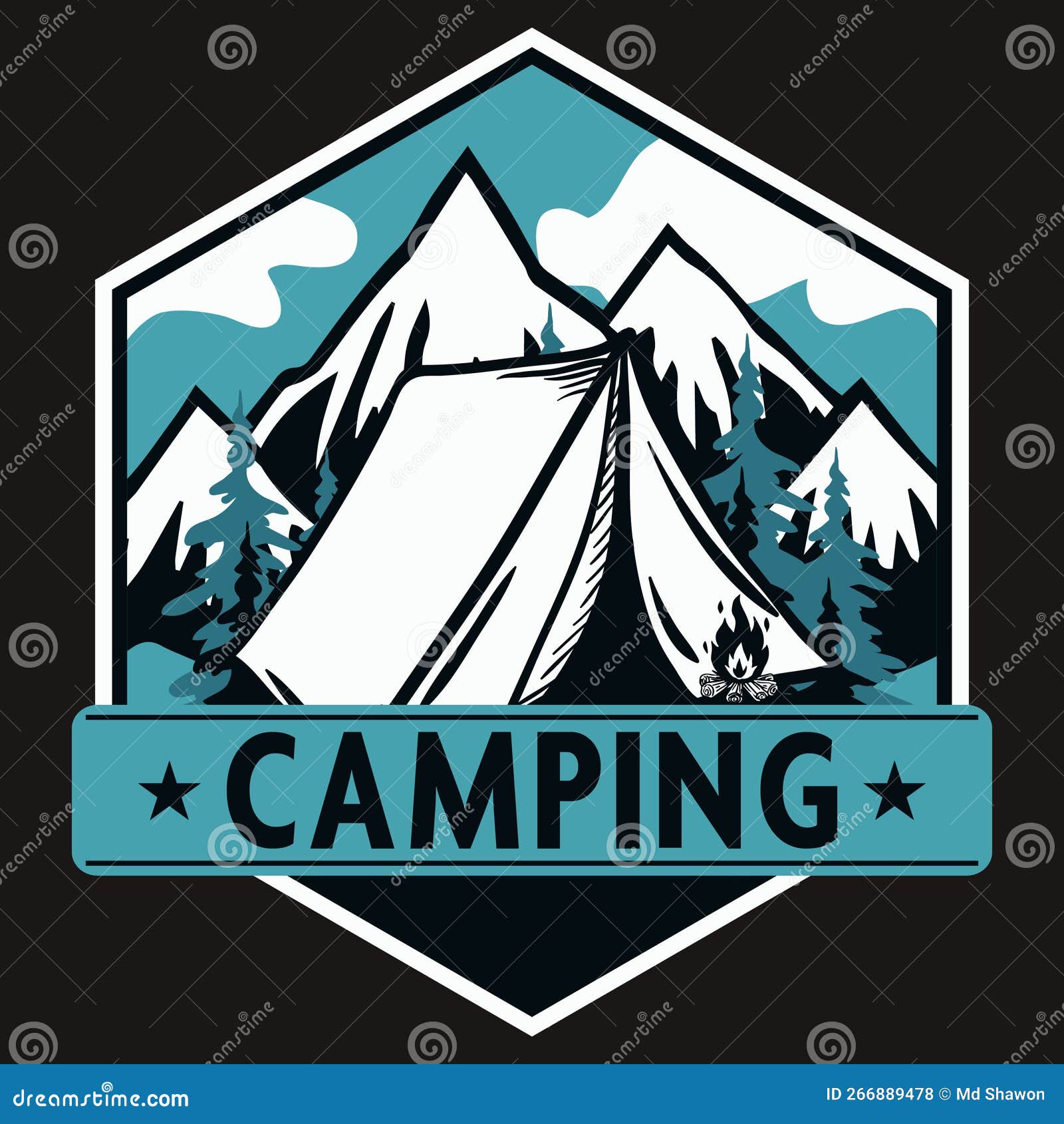 Mountain Outdoor Camping Emblem Patch Logo Poster Label Vector ...