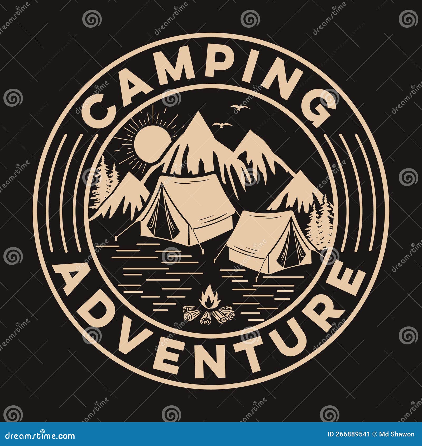 Mountain Outdoor Camping Emblem Patch Logo Poster Label Vector ...