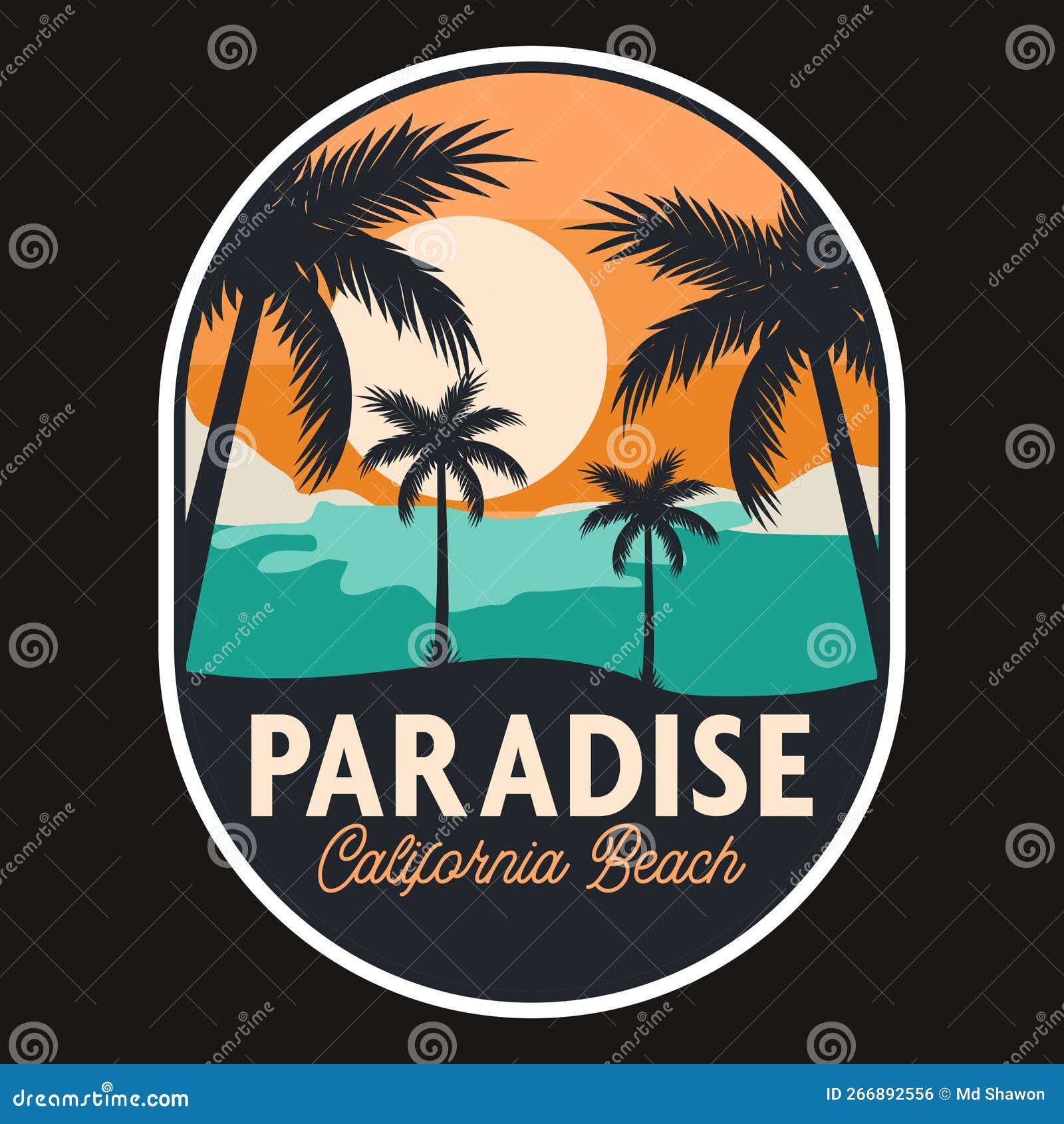 Summer Sunset Beach Emblem Patch Logo Poster Label Vector Illustration ...