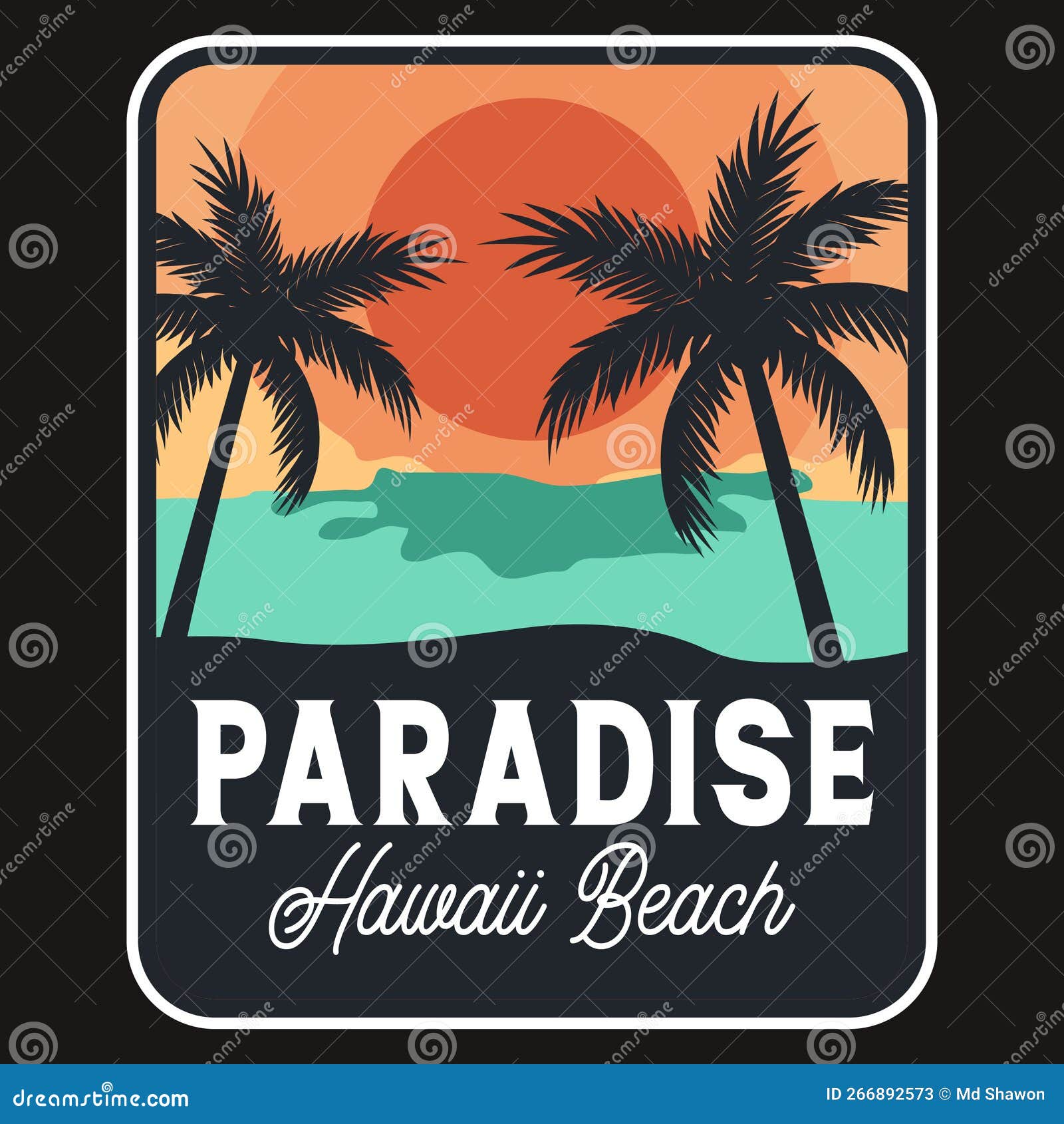 Summer Sunset Beach Emblem Patch Logo Poster Label Vector Illustration ...