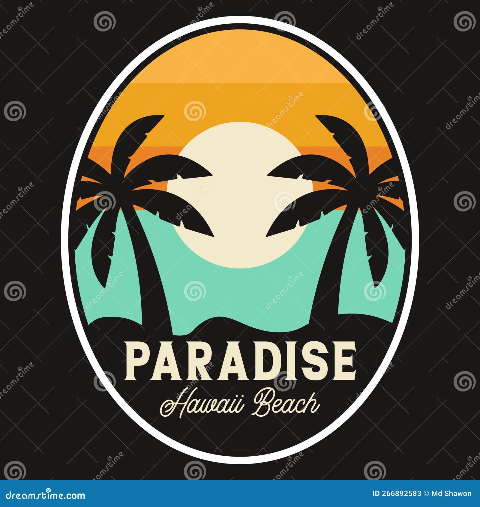 Summer Sunset Beach Emblem Patch Logo Poster Label Vector Illustration ...
