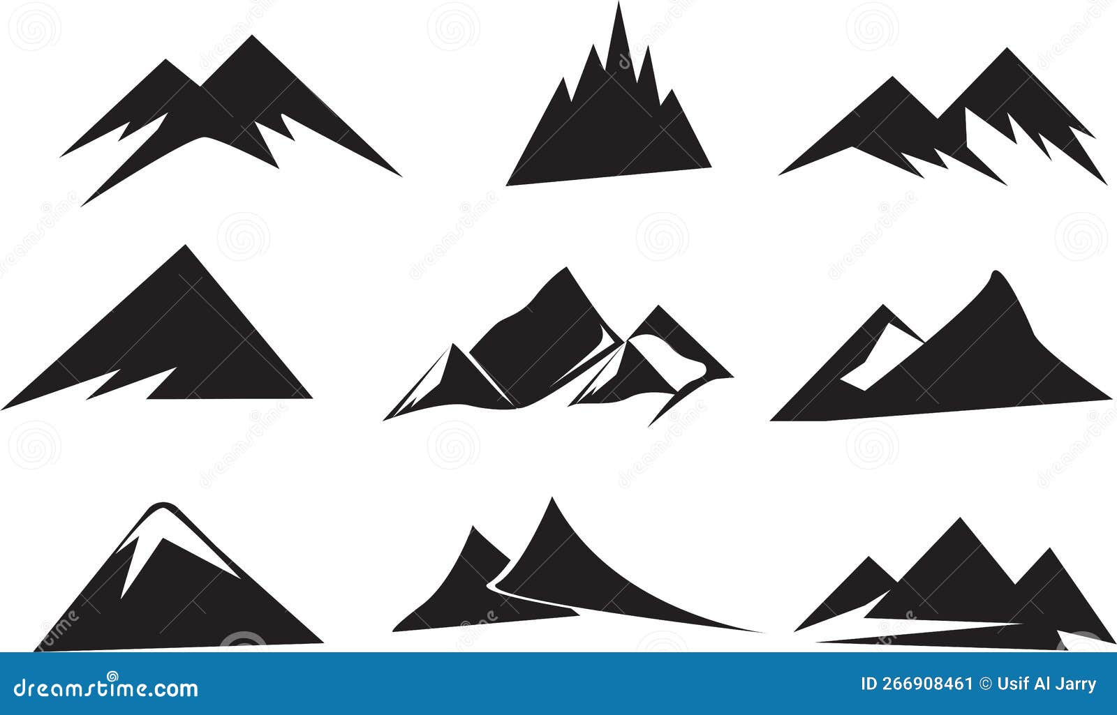 NINE MOUNTAIN VECTORS stock vector. Illustration of explore - 266908461