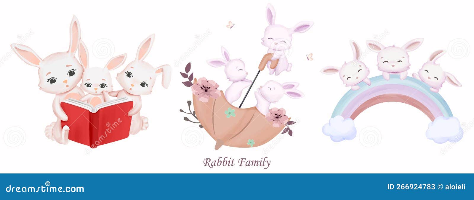 Set Illustration Happy Bunny Family Stock Illustration - Illustration ...