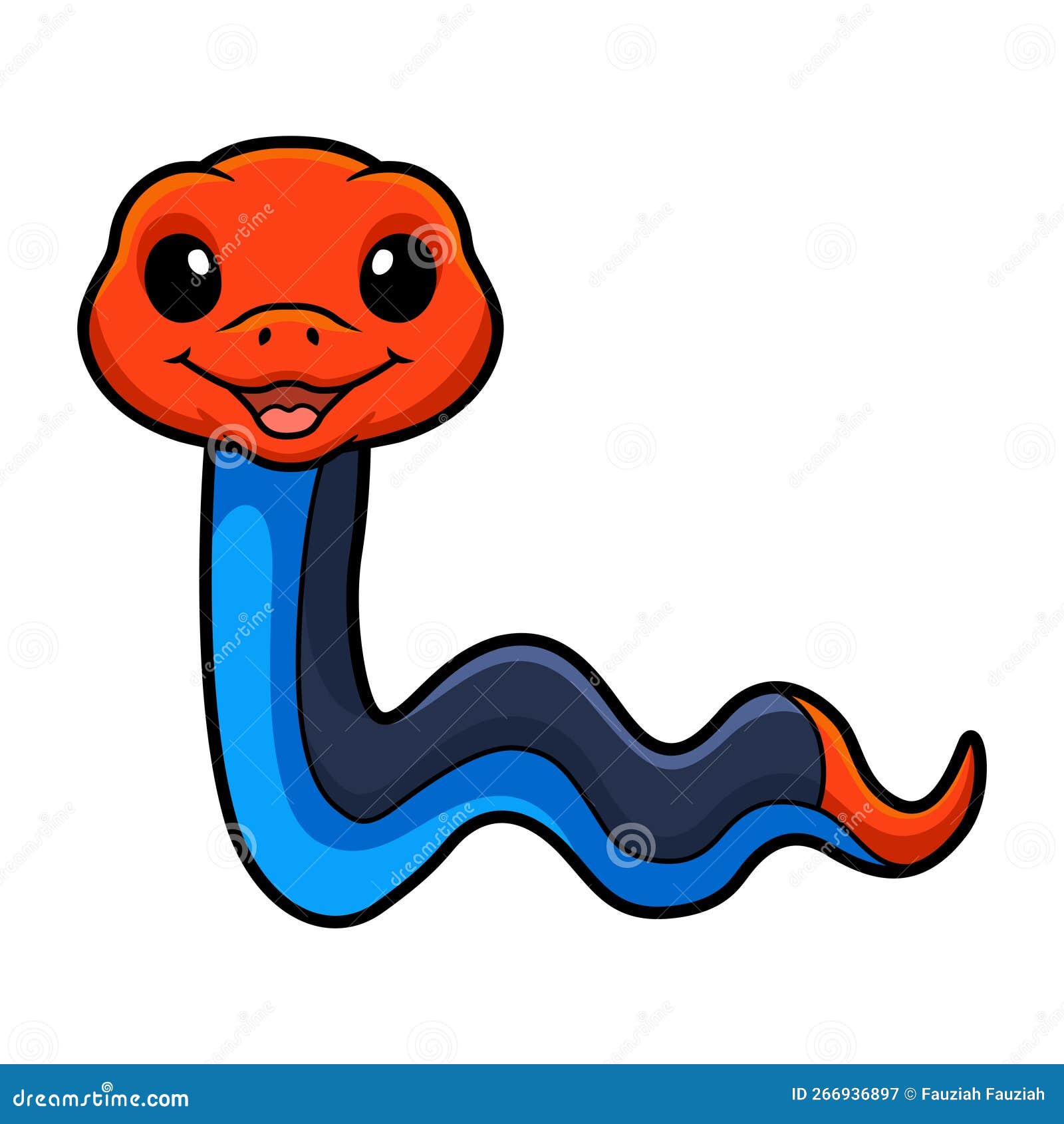 Red Headed Krait. Tropical Poison Snake With Bright Head, Tail, Black ...