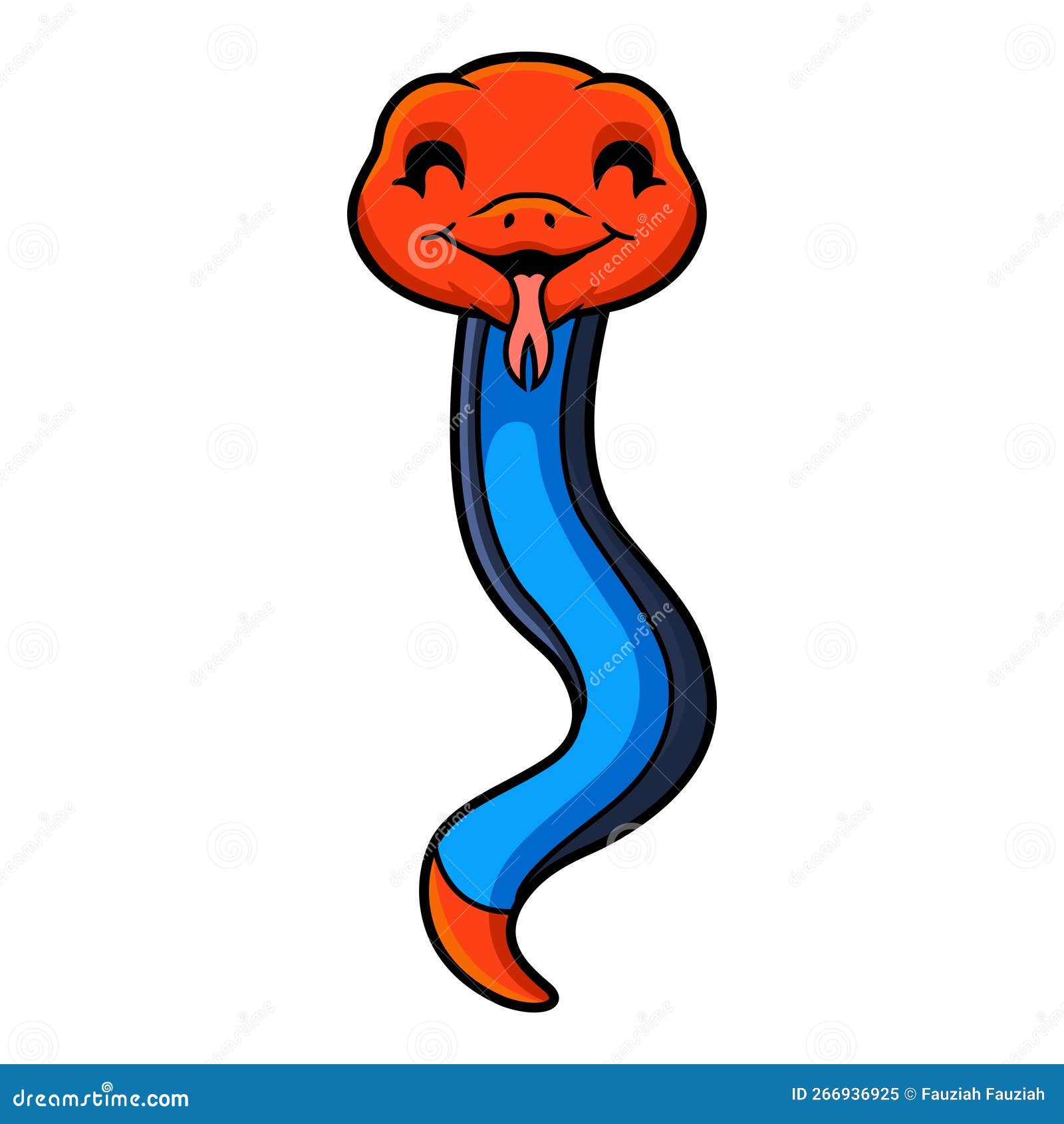 Red Headed Krait. Tropical Poison Snake With Bright Head, Tail, Black ...