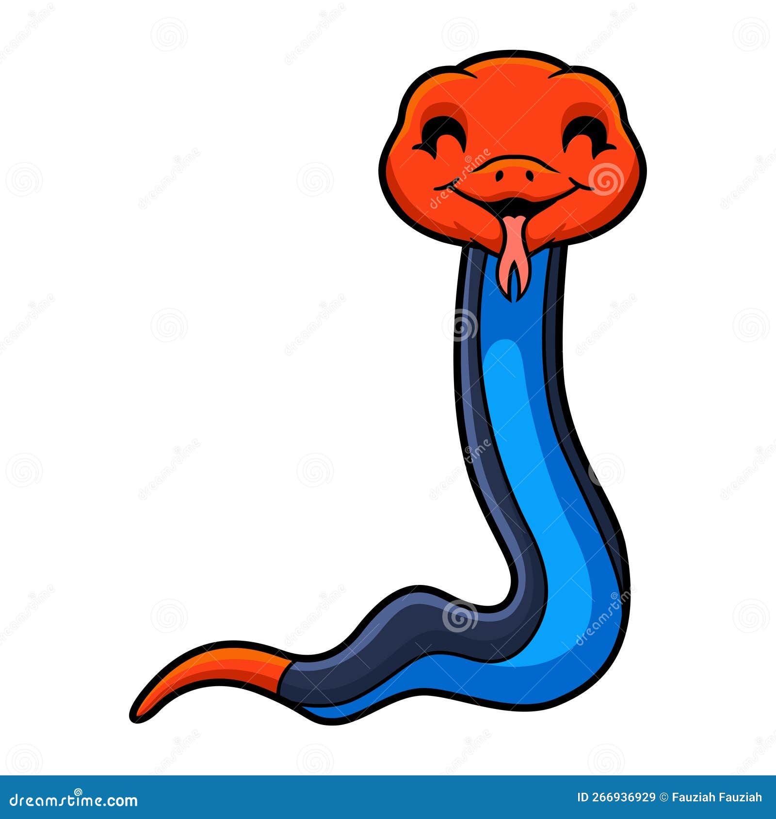 Cute Red Headed Krait Snake Cartoon Stock Vector - Illustration of ...