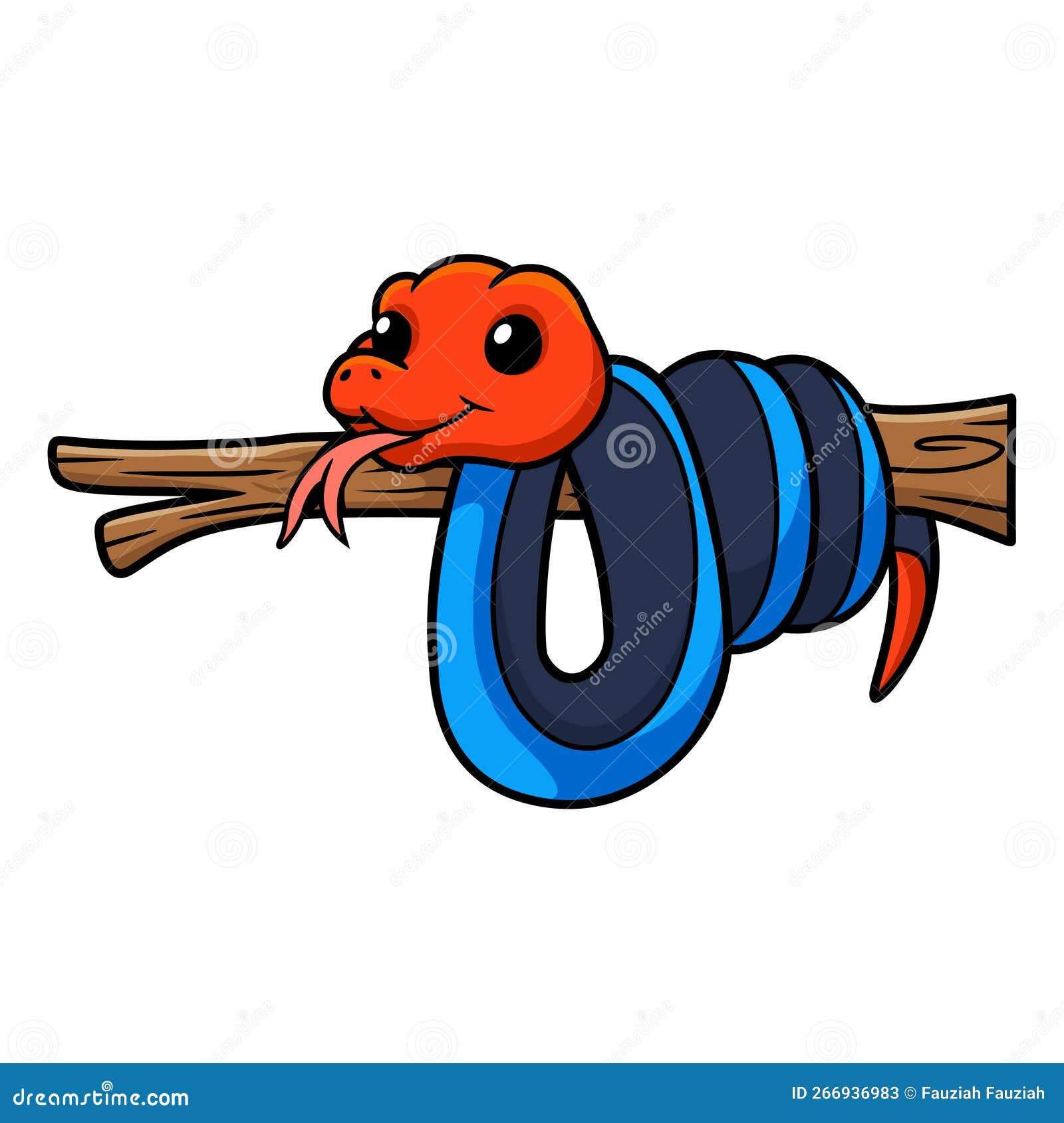 Red Headed Krait. Tropical Poison Snake With Bright Head, Tail, Black ...