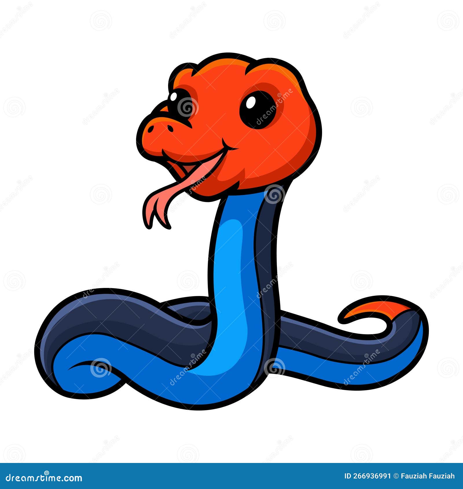 Cute Red Headed Krait Snake Cartoon Stock Vector - Illustration of ...