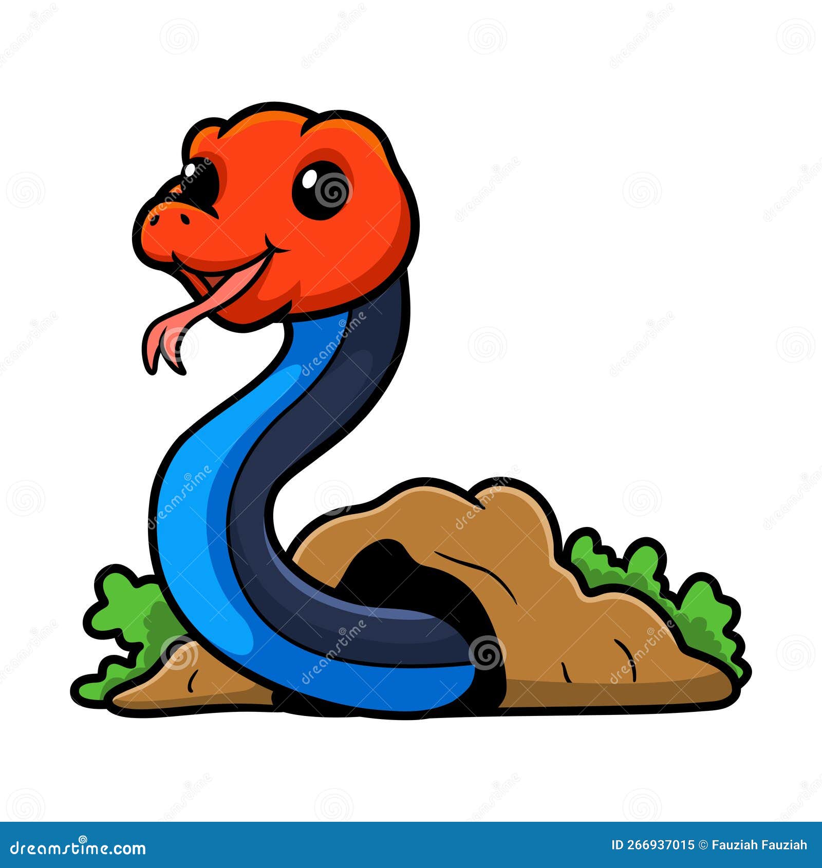 Red Headed Krait. Tropical Poison Snake With Bright Head, Tail, Black ...