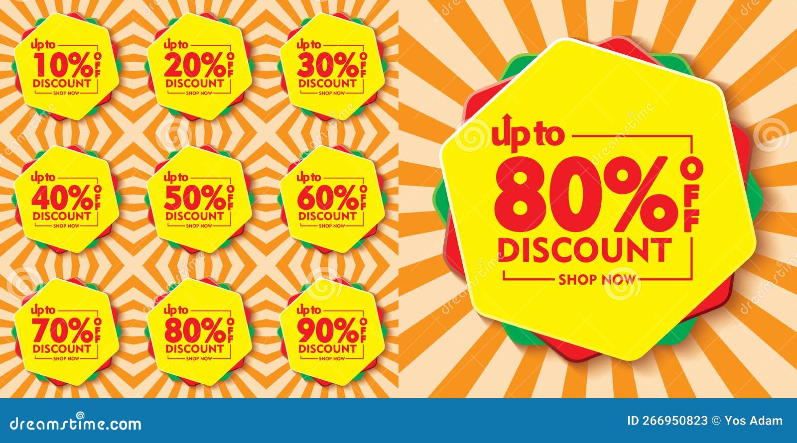 Yellow Hexagon Special Offer, Sale Banner, Coupons, and Off Discount ...