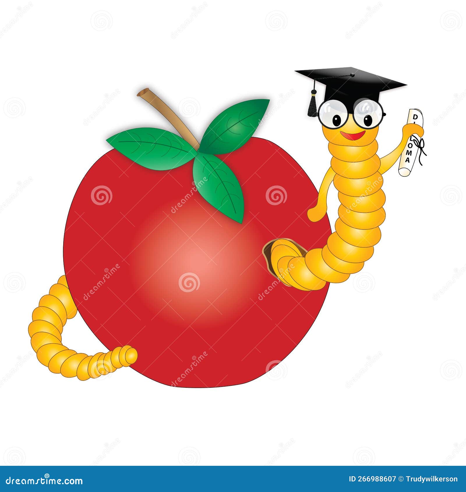 Illustration of Large Happy Graduate Worm Wearing Cap and Holding ...