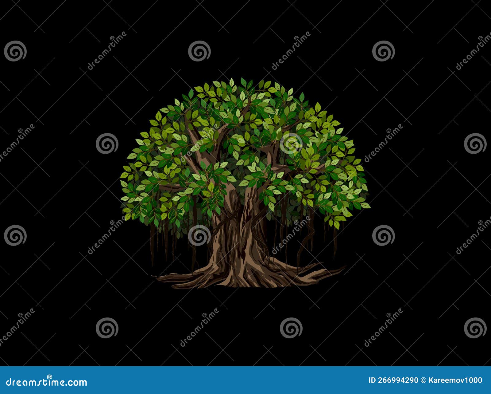 Printable Banyan Tree Image Vector Illustration | CartoonDealer.com ...