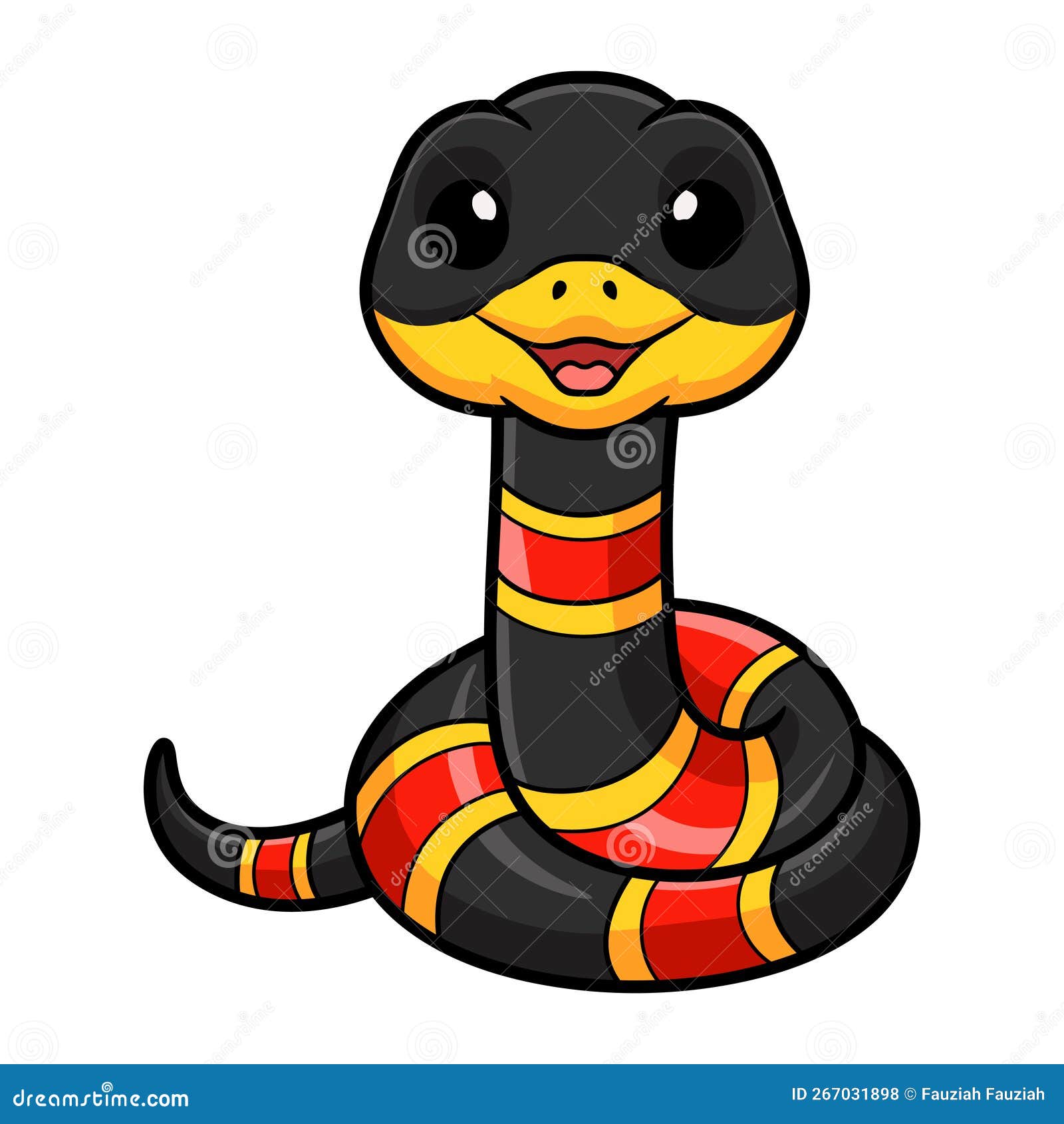 Cute Happy Coral Snake Cartoon Stock Vector - Illustration of cheerful ...