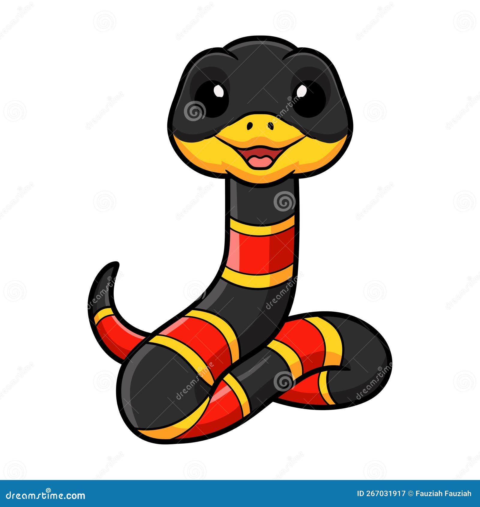 Cute Happy Coral Snake Cartoon Stock Vector - Illustration of reptile ...