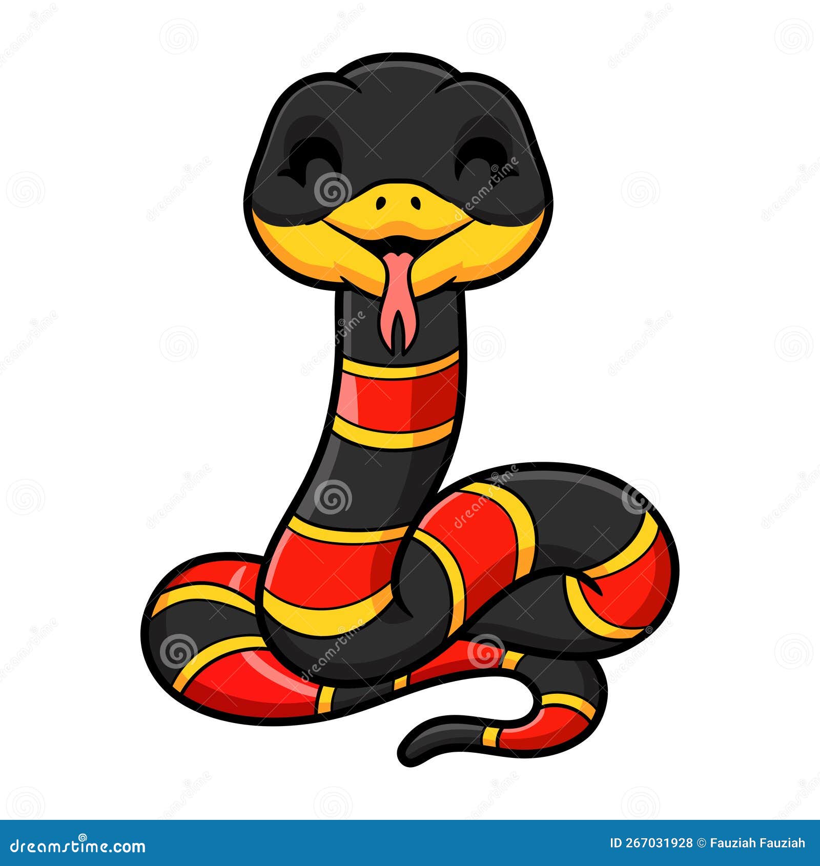 Cute Happy Coral Snake Cartoon Stock Vector - Illustration of krait ...