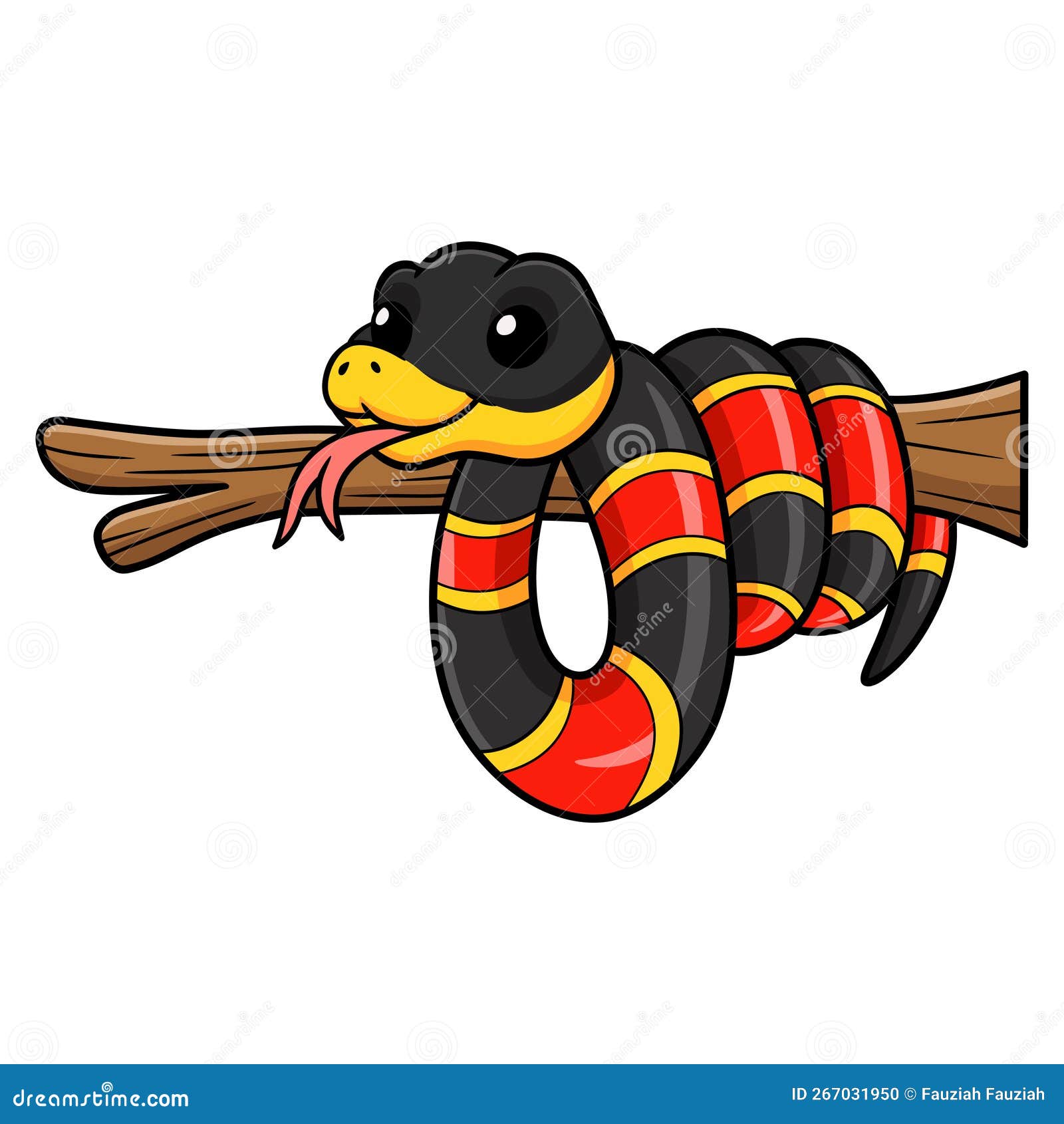 Cute Happy Coral Snake Cartoon on Tree Branch Stock Vector ...