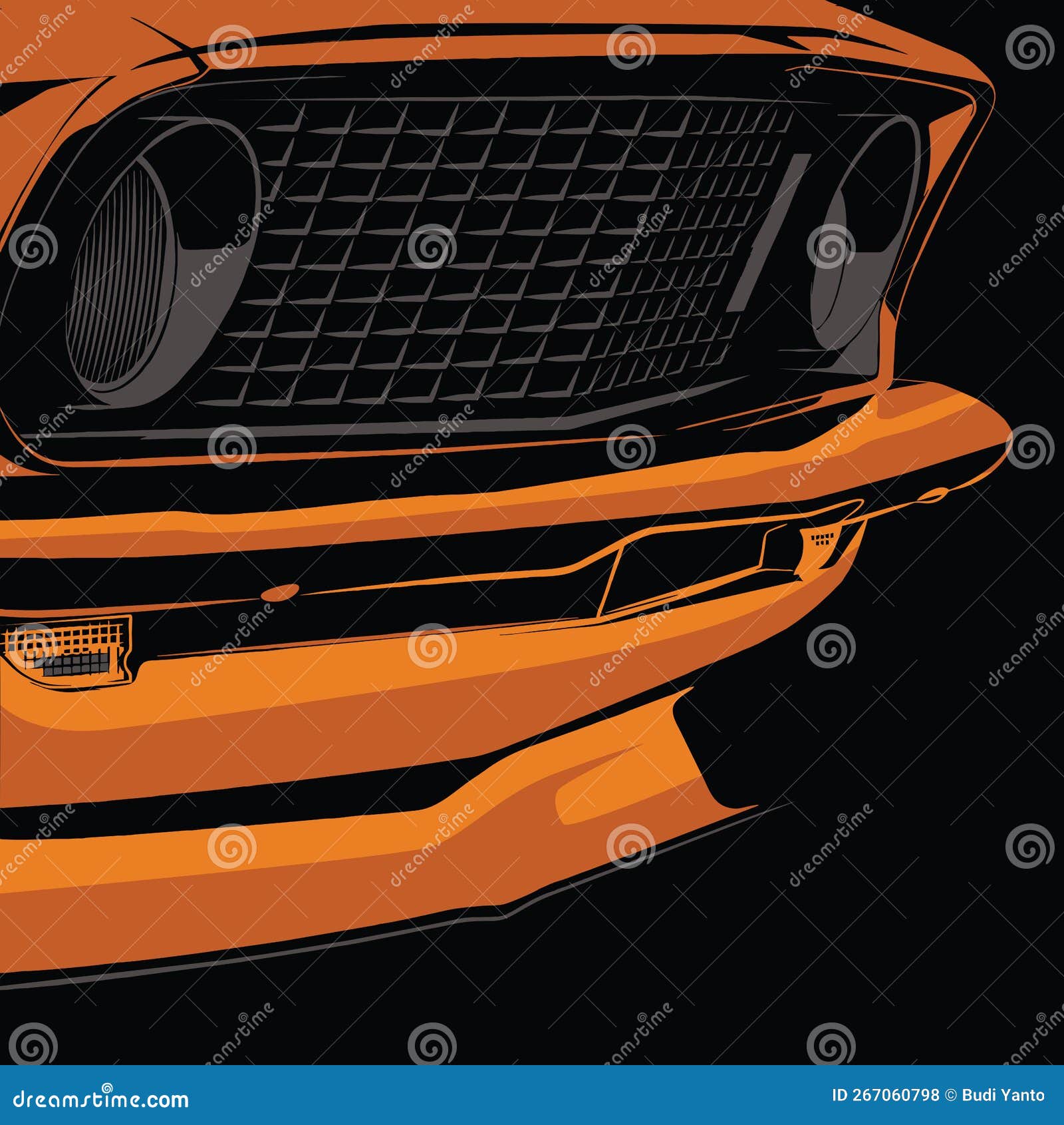 Classic Orange Car Vector in Dark Background Stock Vector ...
