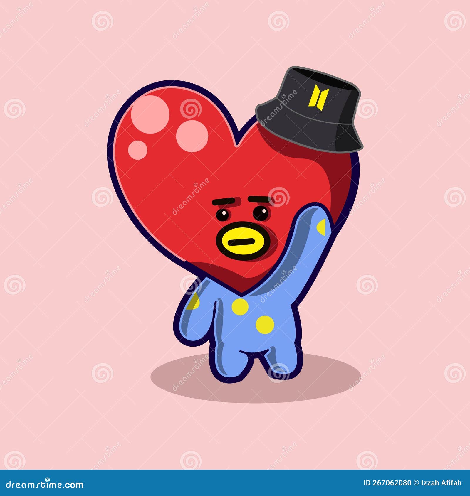 BT21 TATA, V Cartoon Character Stock Vector - Illustration of hearts ...