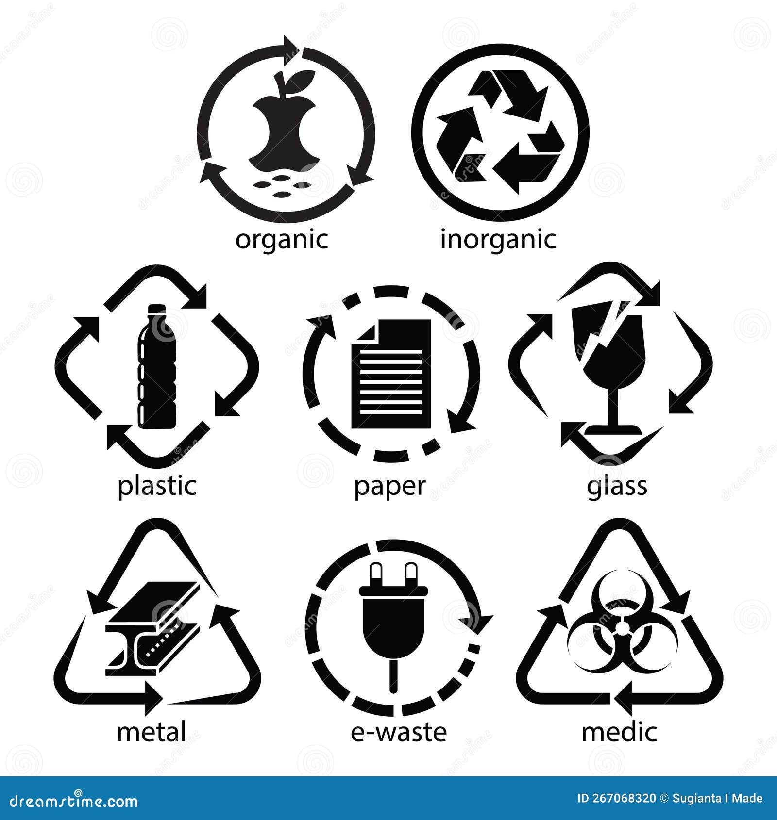 Waste recycle set vector stock vector. Illustration of black - 267068320