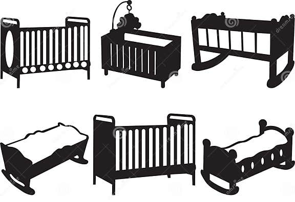 Baby Crib silhouette Set stock vector. Illustration of reflection ...