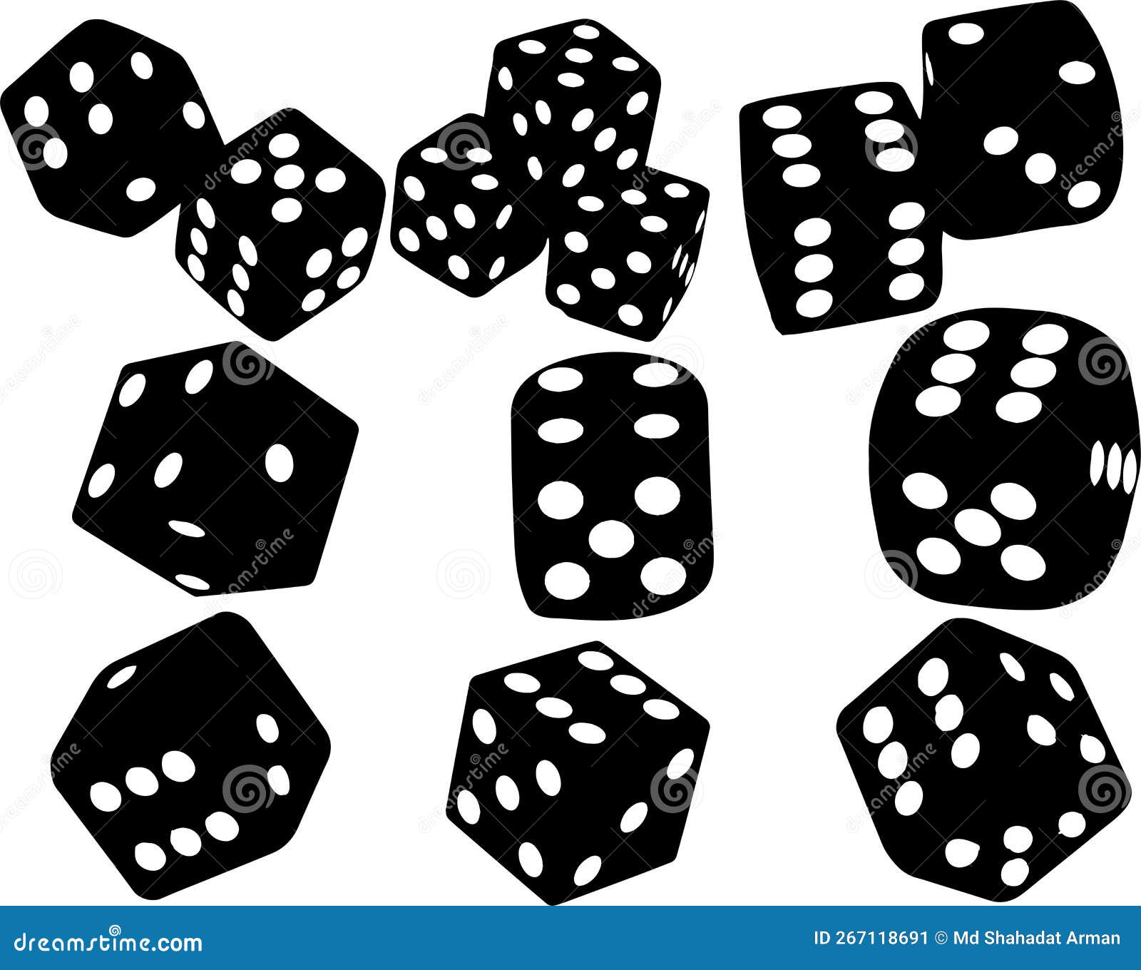 Dice silhouette Set, stock vector. Illustration of chance - 267118691