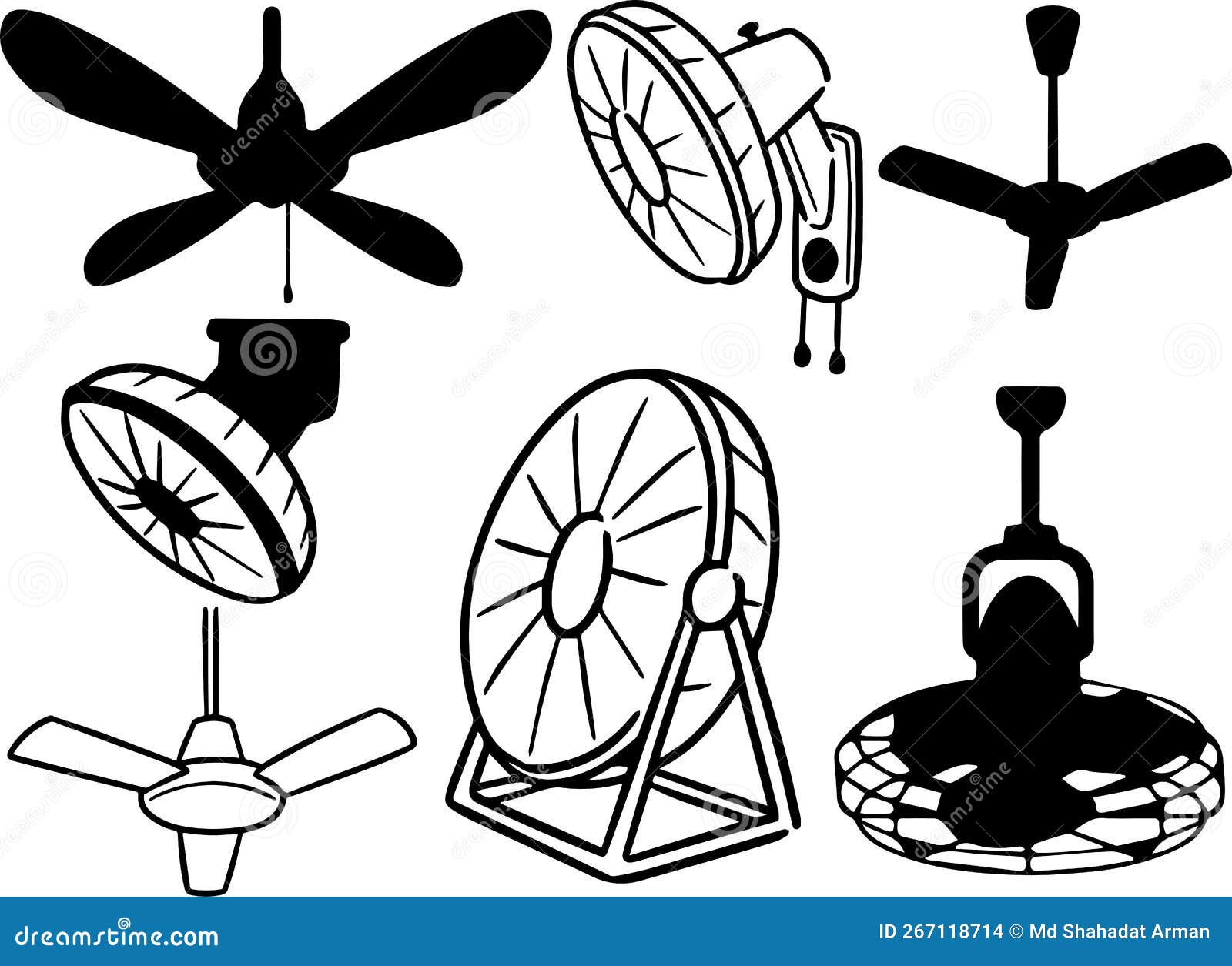 Electric Fan Silhouette Set Stock Vector - Illustration of traffic ...