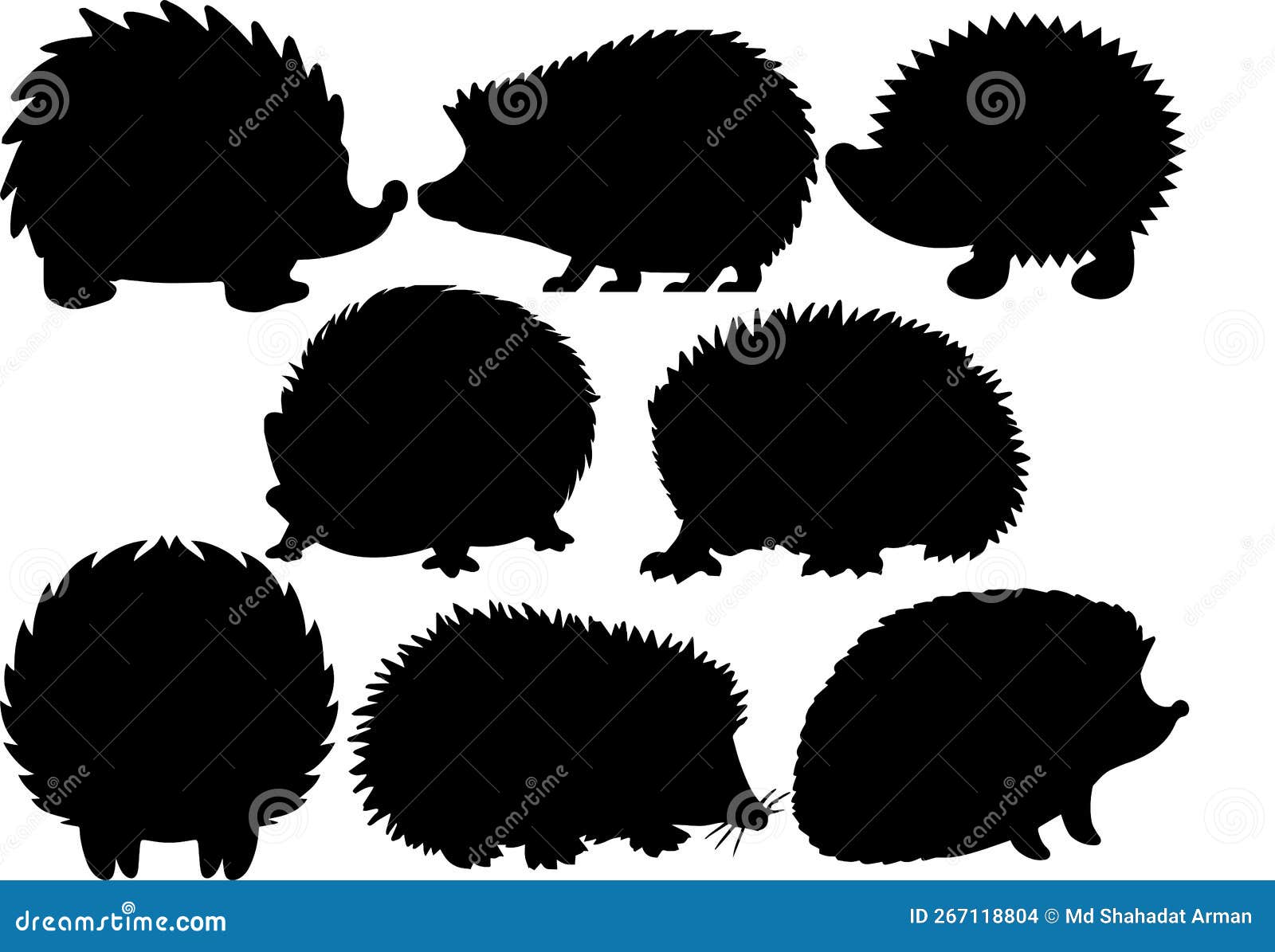 Hedgehog Silhouette. Black And White Autumnal Shape For Kids Isolated ...
