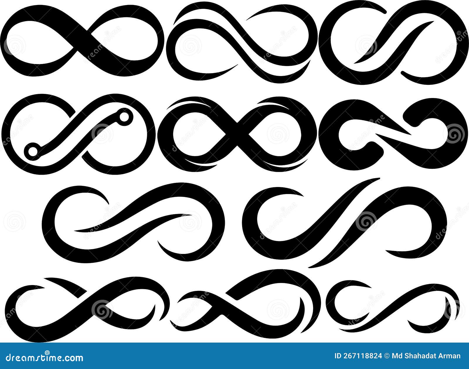 Infinity Sign Silhouette Set Stock Vector - Illustration of engagement ...