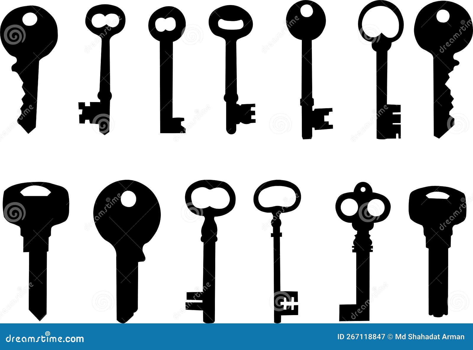 KEY silhouette Set stock vector. Illustration of enter - 267118847