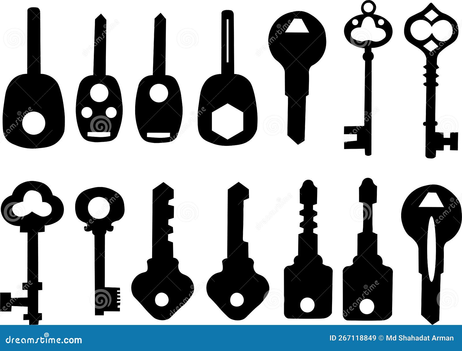 KEY silhouette Set stock vector. Illustration of outline - 267118849