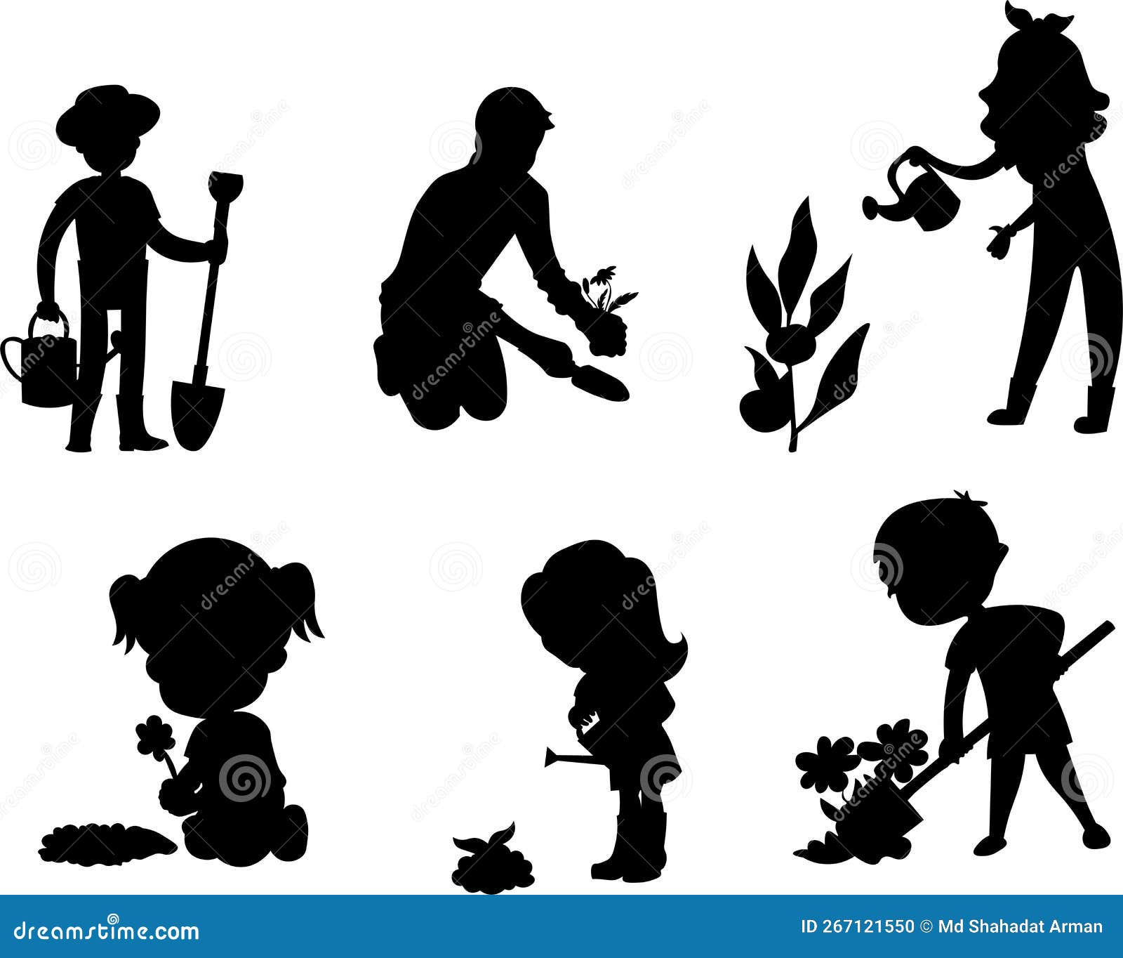 Gardening silhouette Set stock vector. Illustration of cutout - 267121550