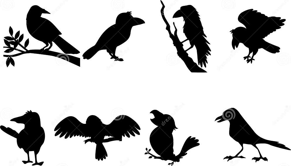 Raven Fish silhouette Set stock vector. Illustration of print - 267121718