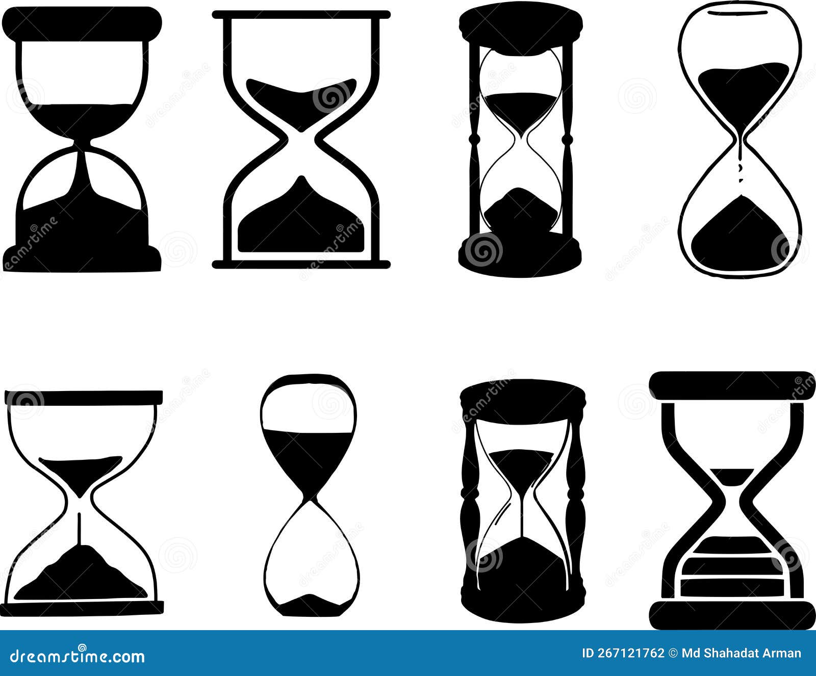 Hourglass silhouette set stock vector. Illustration of website - 267121762