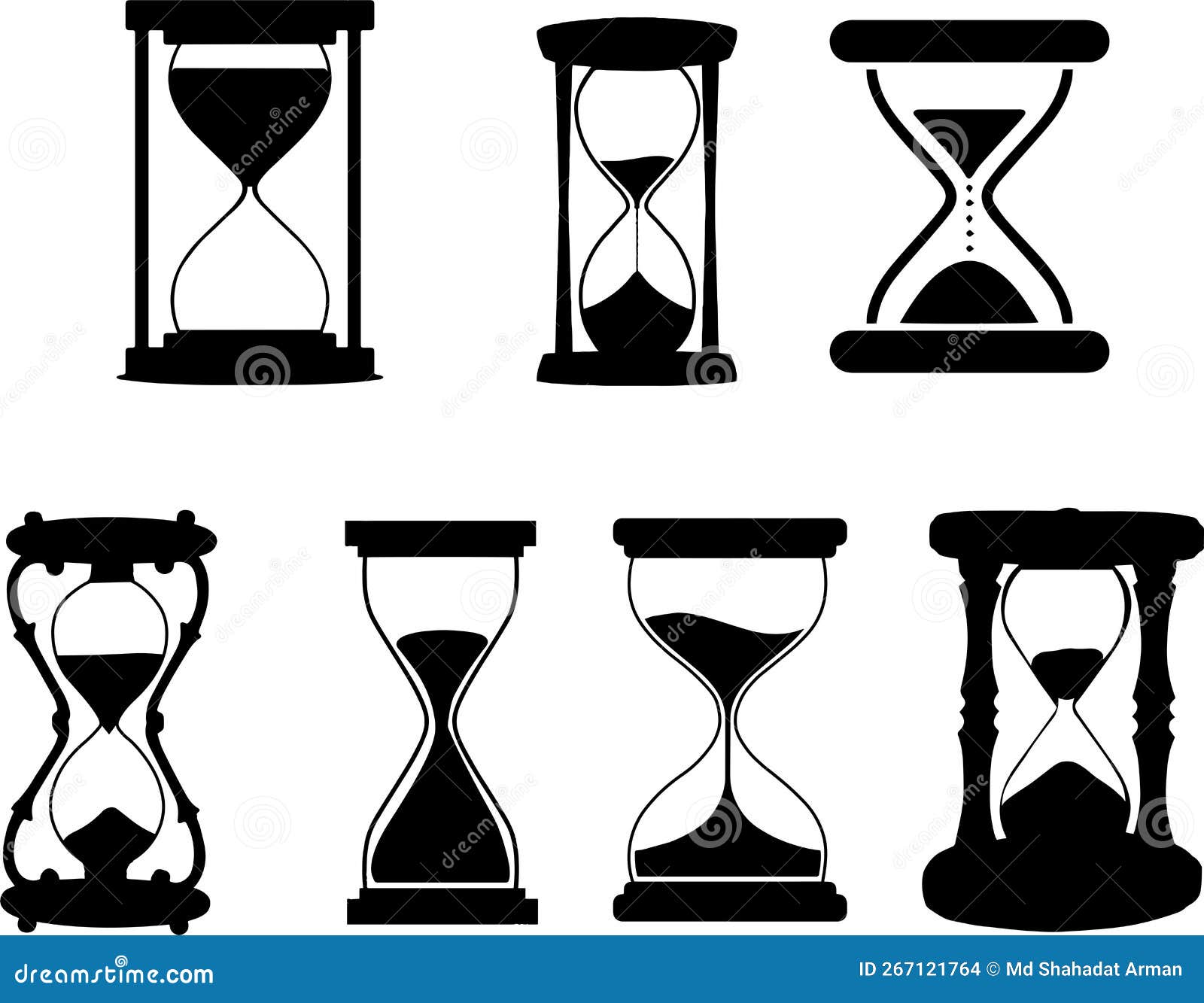 Hourglass silhouette set stock vector. Illustration of chat - 267121764