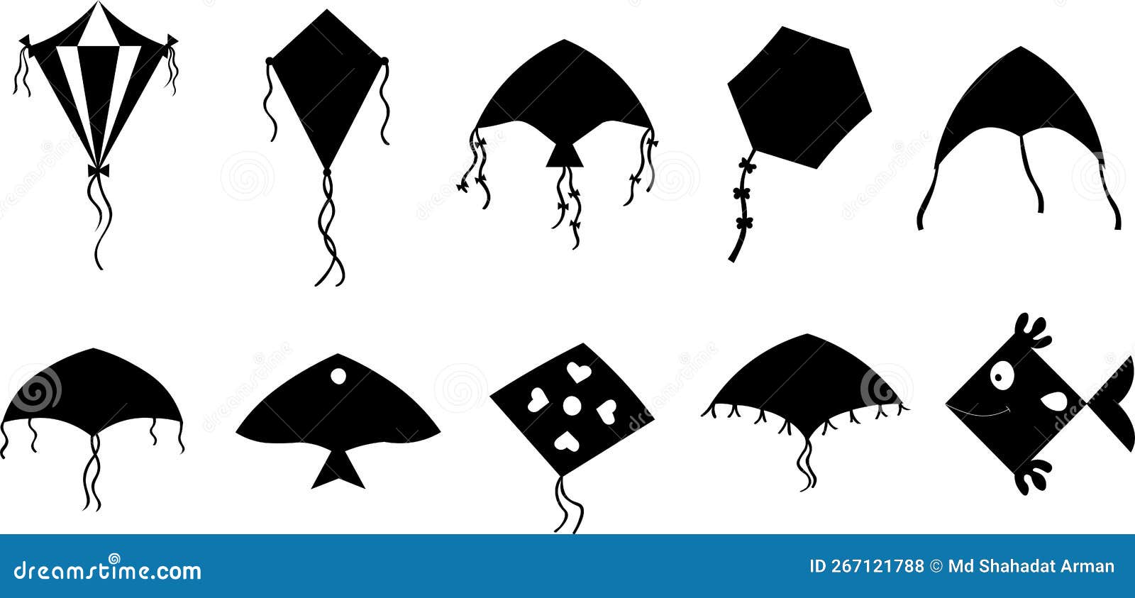 Kite silhouette set stock vector. Illustration of pointing - 267121788