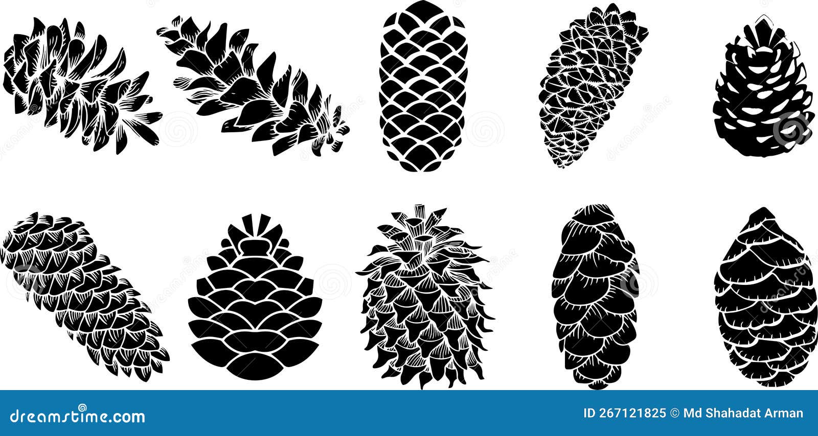 Pine Cones silhouette set stock vector. Illustration of magic - 267121825