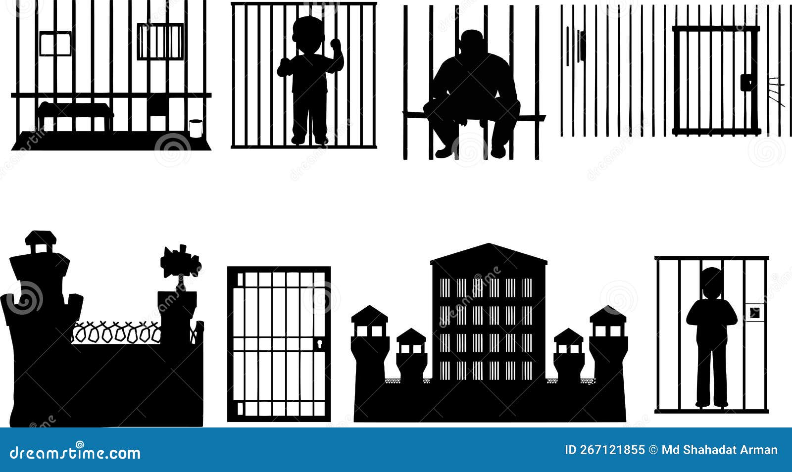 Prisoner silhouette set stock vector. Illustration of help - 267121855