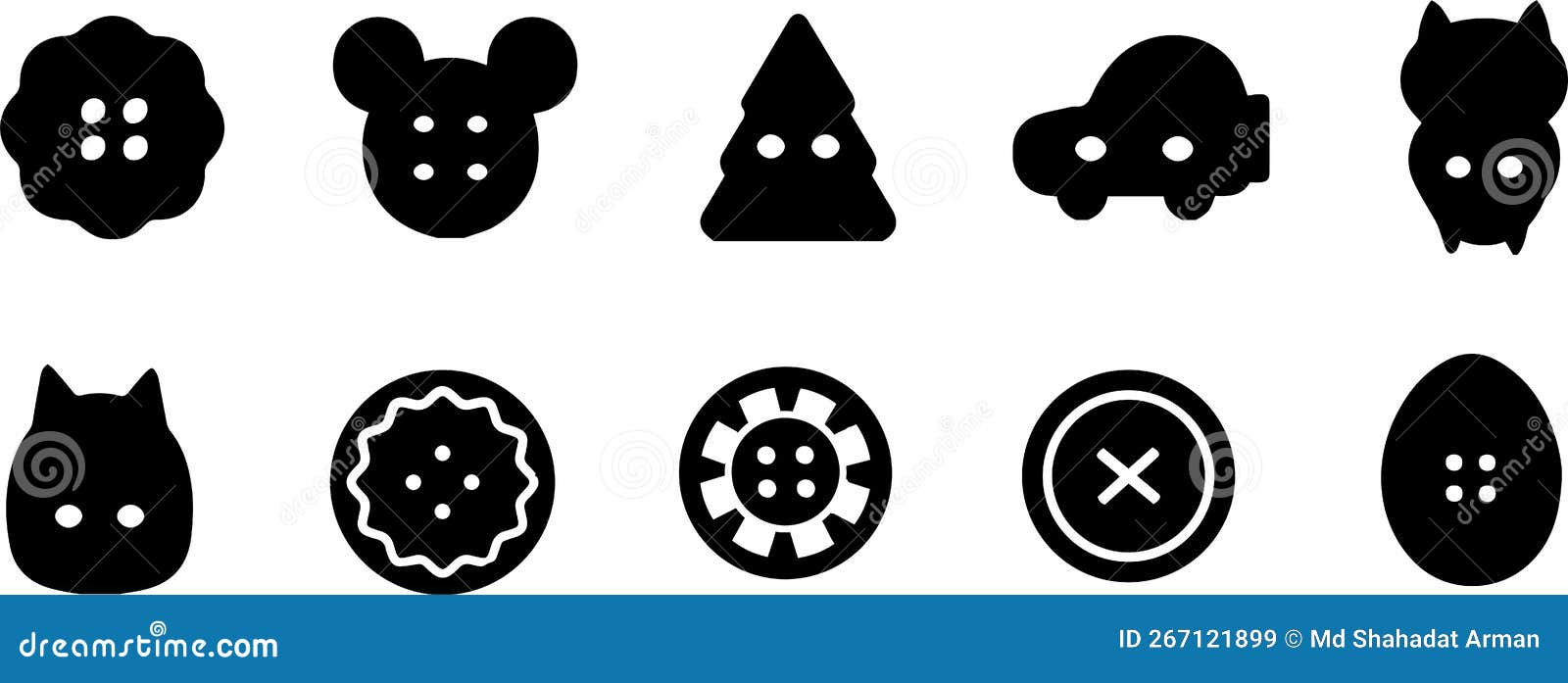 Sewing Button Silhouette Set Stock Vector - Illustration of simplicity ...