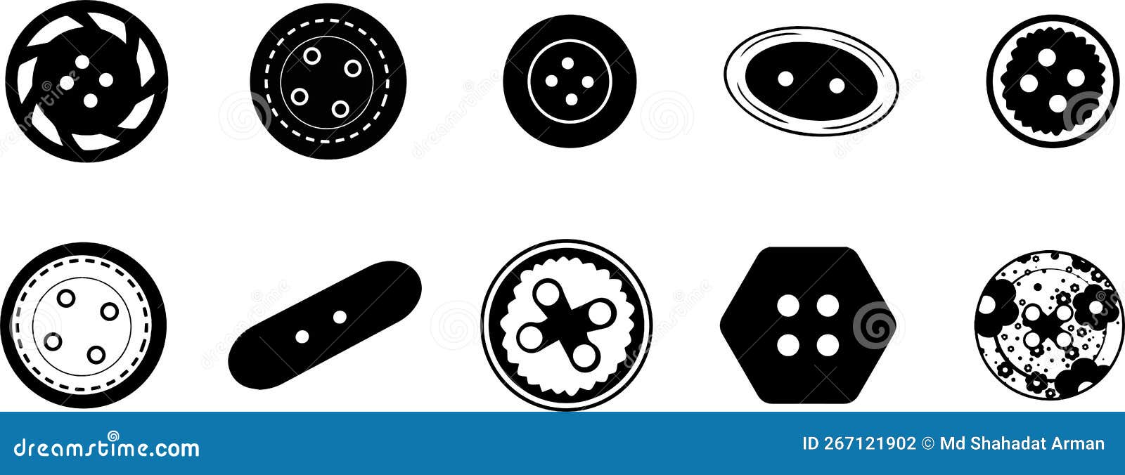 Sewing Button Silhouette Set Stock Vector - Illustration of outline ...