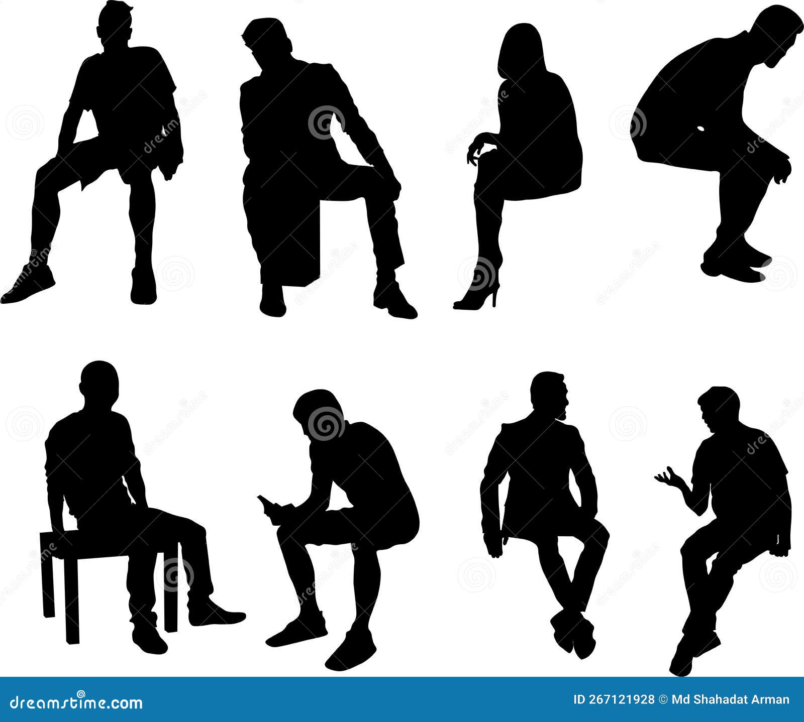 Sitting People set stock vector. Illustration of community - 267121928