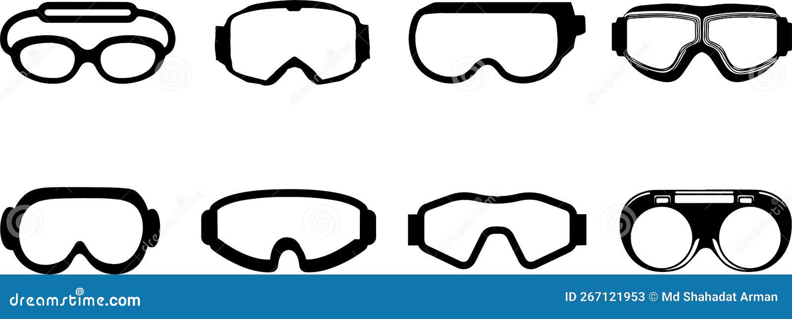 Snow Goggles Silhouette Set Stock Vector - Illustration of lettering ...