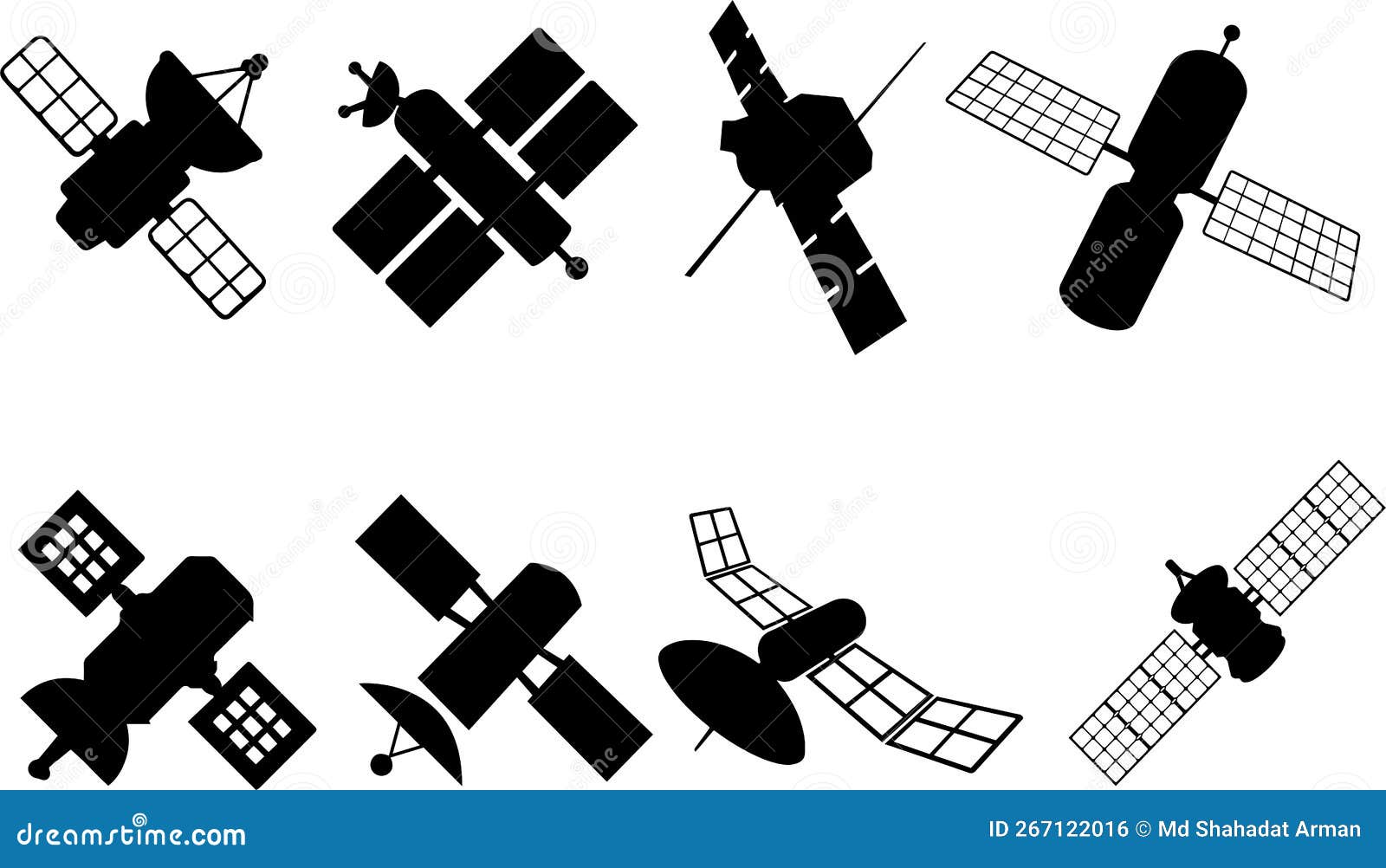Satellite silhouette set stock vector. Illustration of orbit - 267122016
