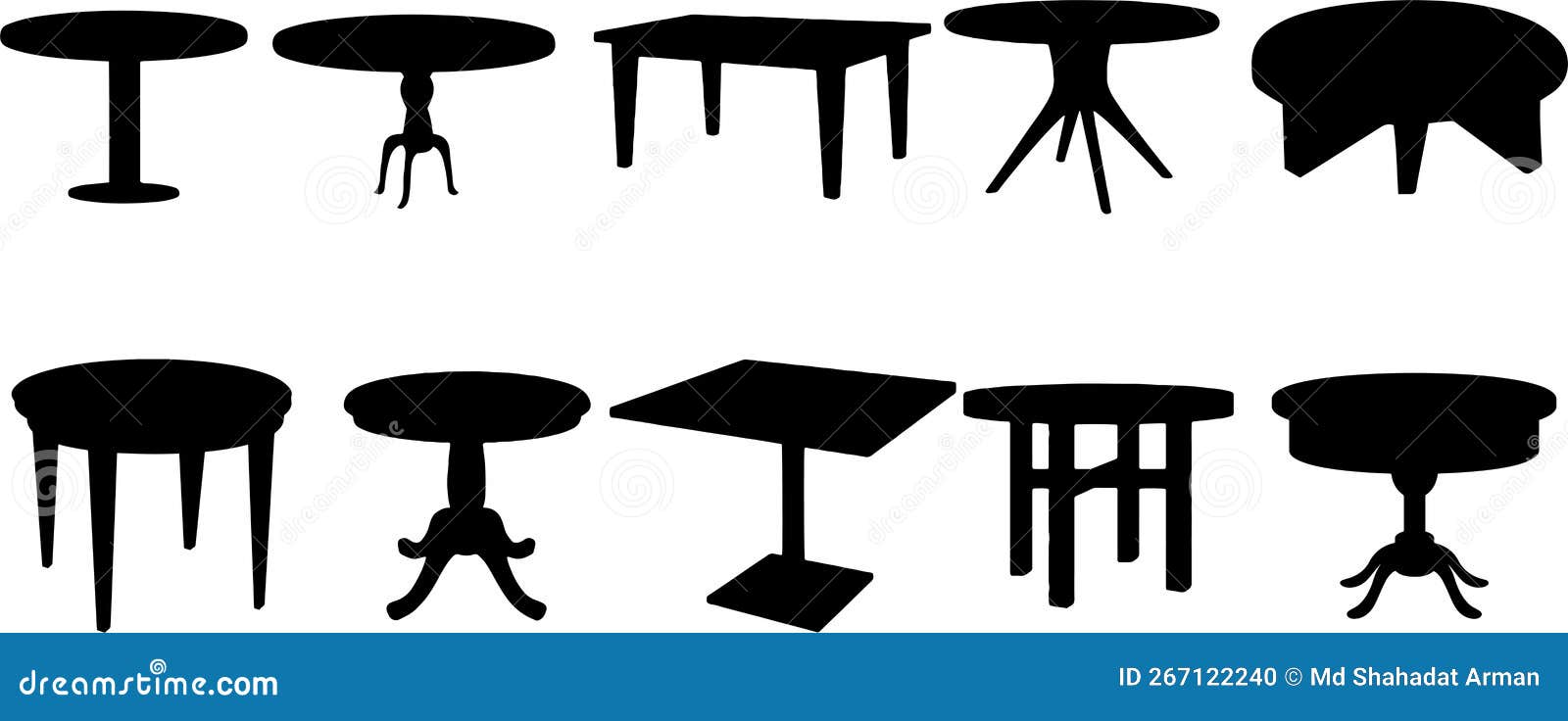 Table Silhouette Set, Silhouette Set, Table Icon, Table Set Stock ...