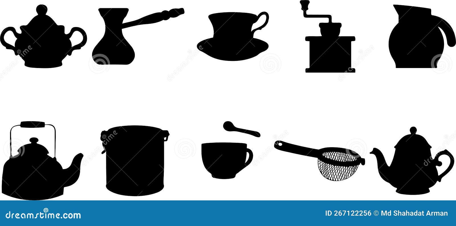 Teapot Set, Teapot Silhouette Set, Teapot Icon, Teapot Set Stock Vector ...