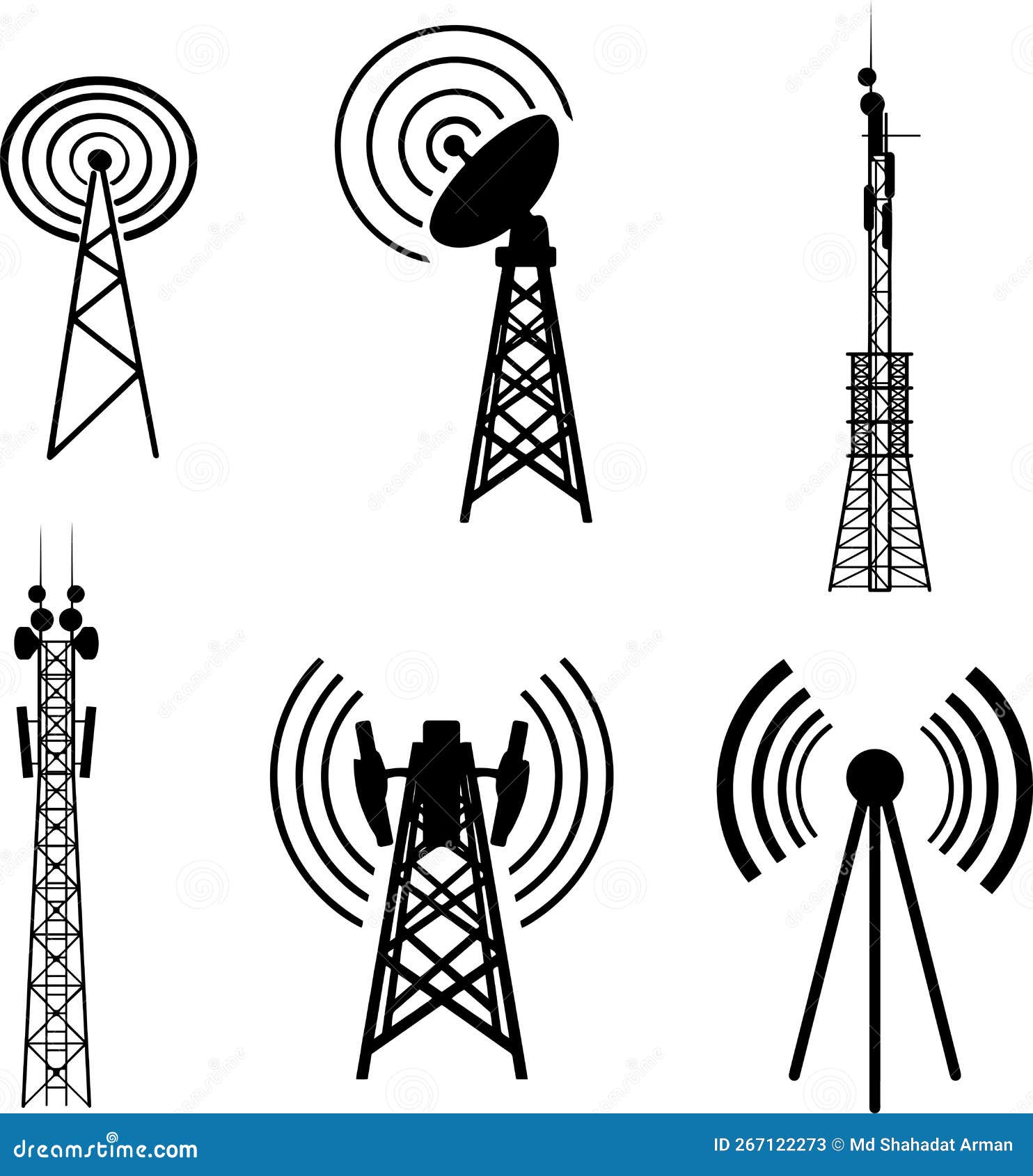 Tower Signal , Tower Signal Silhouette Set, Tower Signal Icon, Tower ...