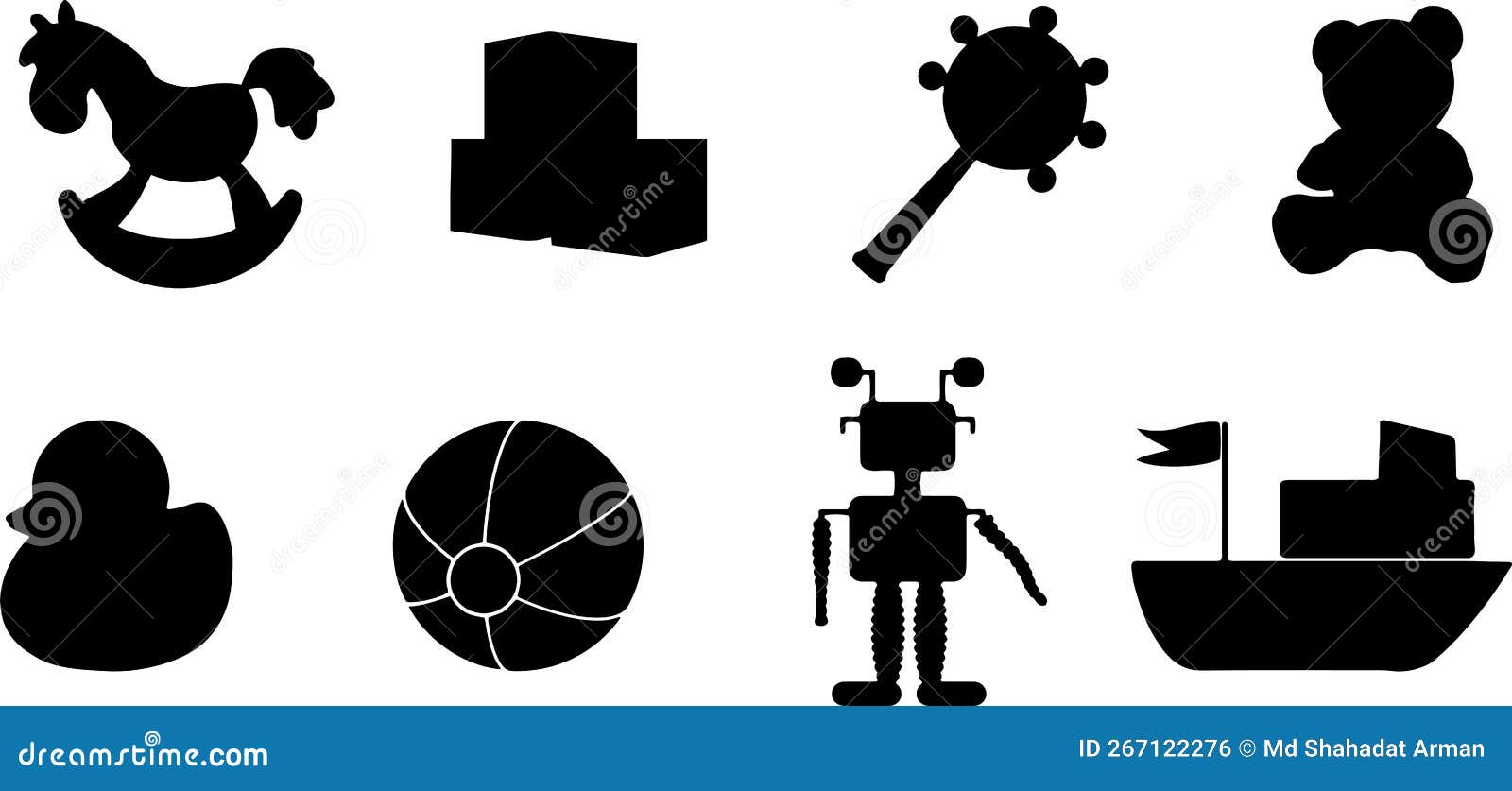 Toy Silhouette Set, Toy Icon, Toy Set Stock Vector - Illustration of ...