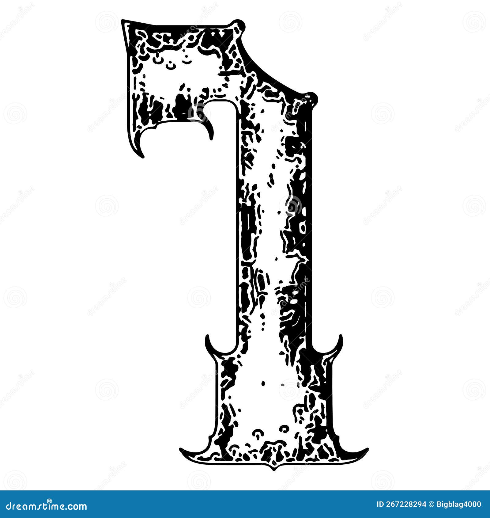 Neo-gothic Decorative Number.Vector Medieval Font. Stock Illustration ...