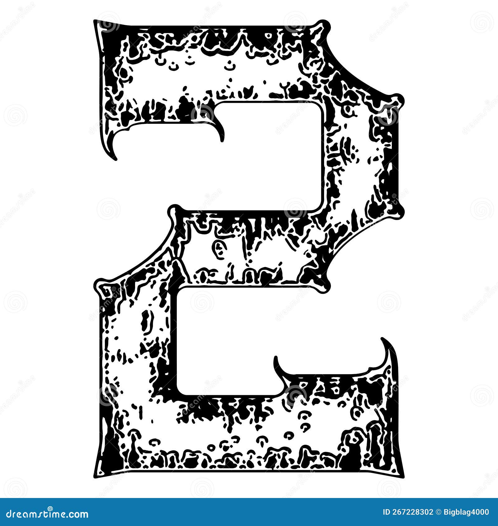 Neo-gothic Decorative Number.Vector Medieval Font. Stock Illustration ...